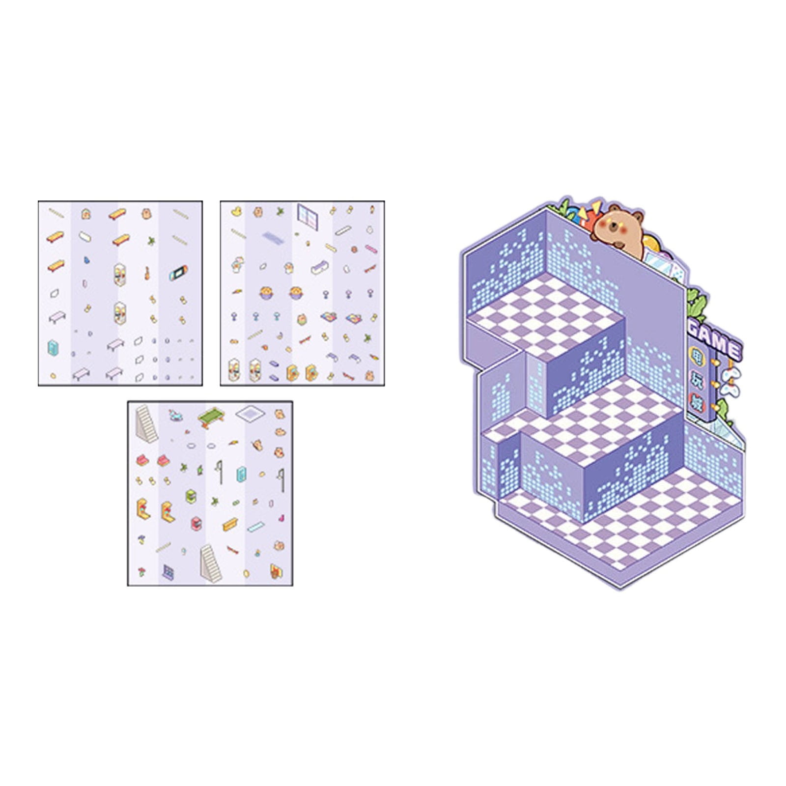 Big DIY 3D Sticker Scene Isometric Miniature Room Sticker Book for Kids ...