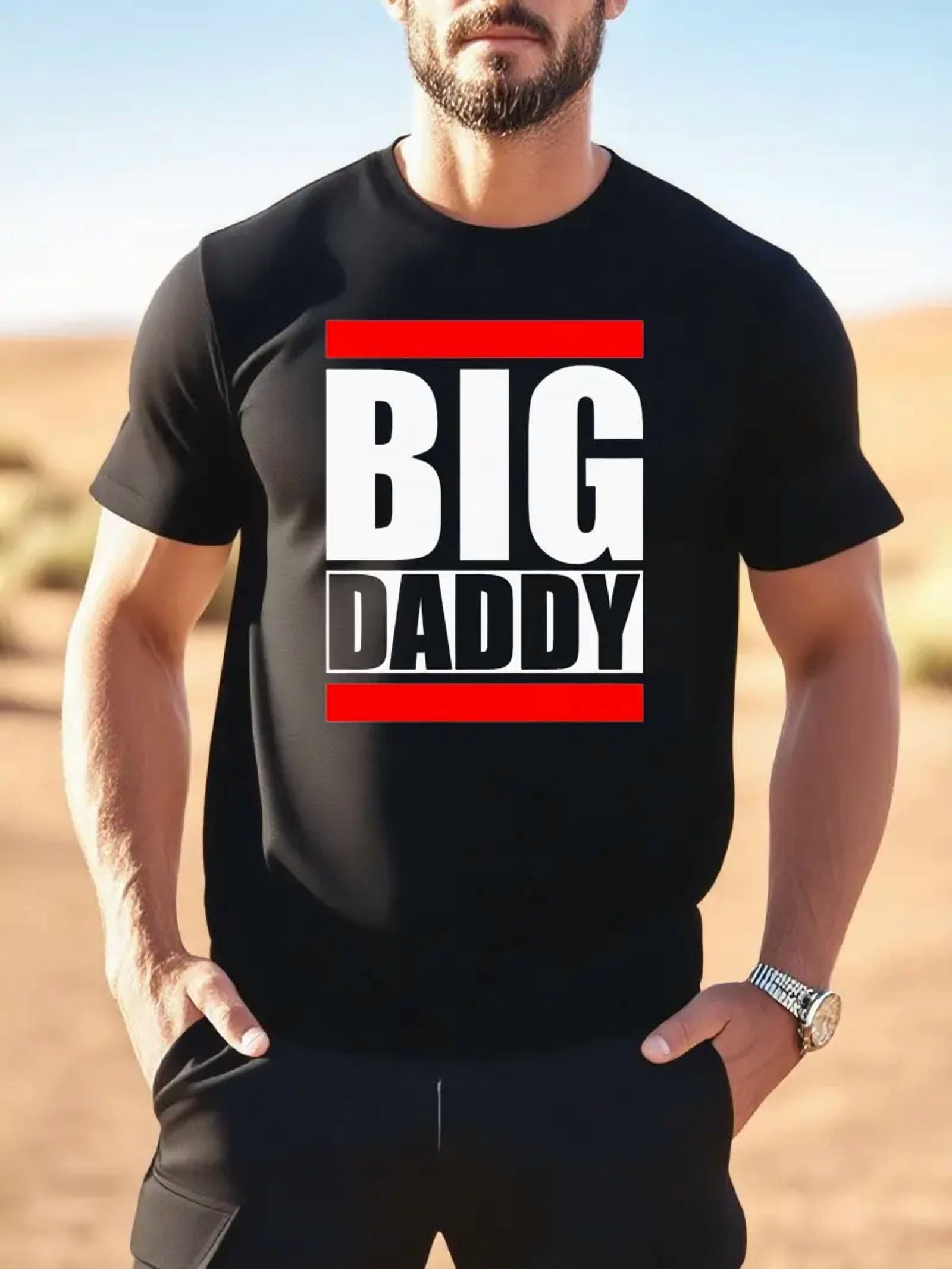 Big Daddy Bold Text Graphic for Men Short Sleeve Casual T-Shirt ...