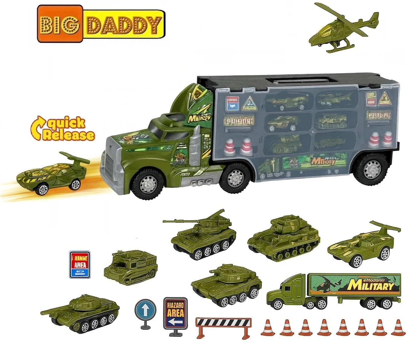 Big Daddy Military Army Transport Toy Truck – Emergency Quick Release ...