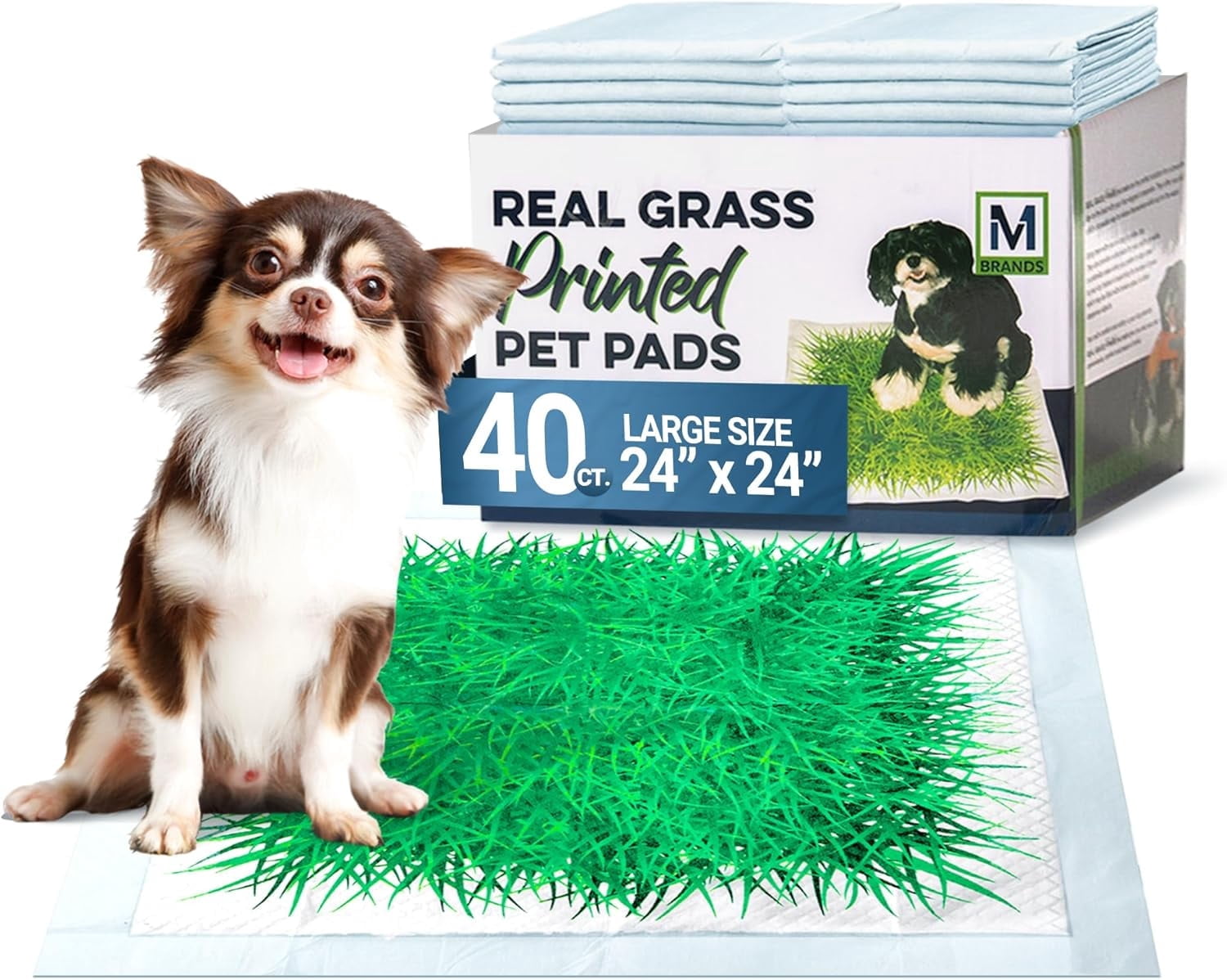 Big Dawg Pet Supplies Real Grass Printed Disposable Pet Pads. 24x24in ...