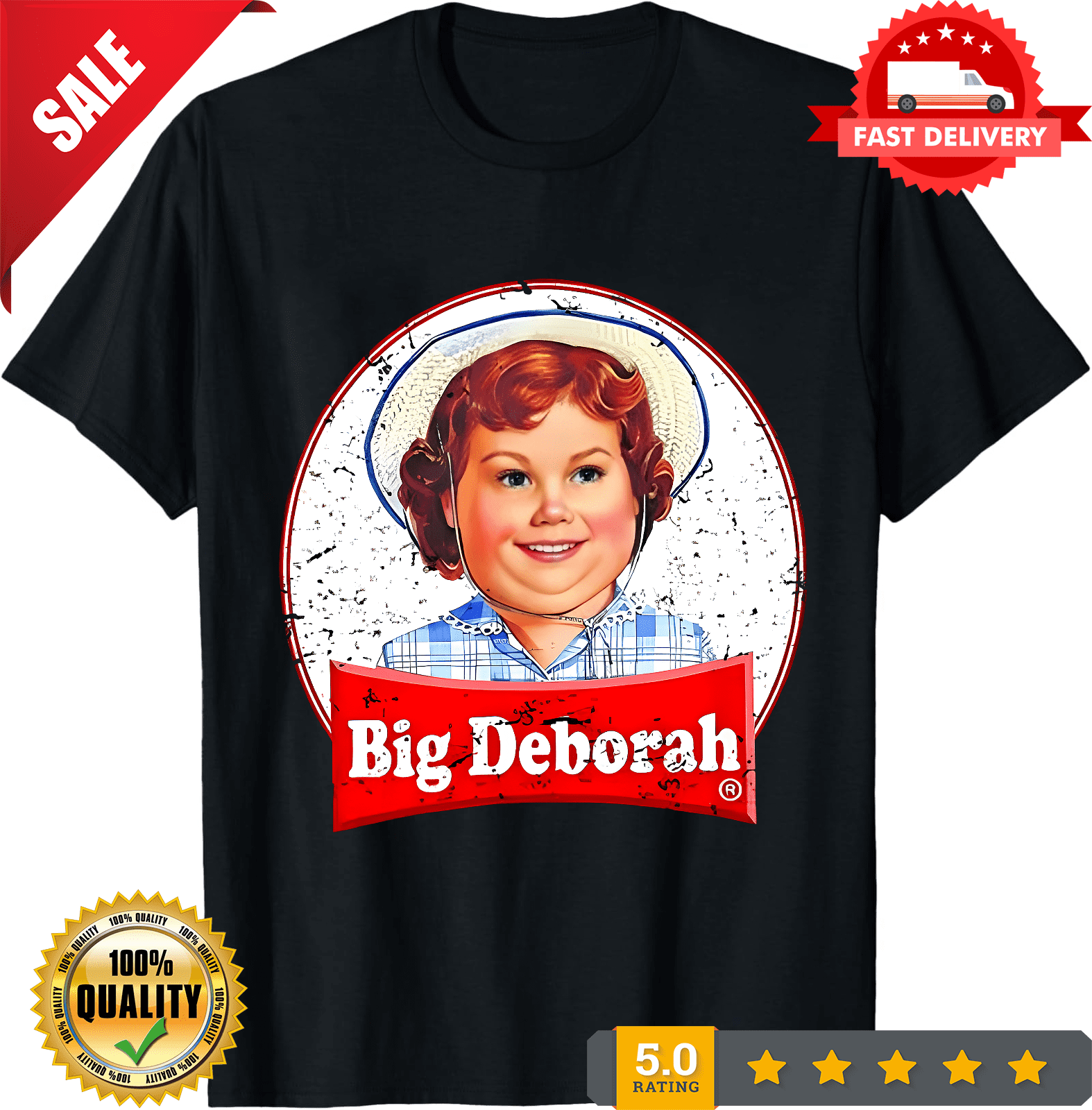 Big Deborah Funny Parody Humor Quote Joke Gift Retro Men's Short Sleeve ...