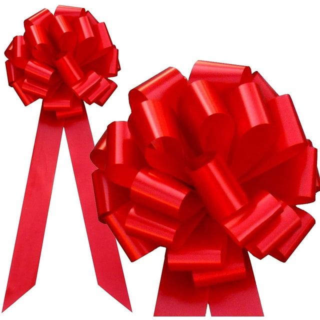 6-Pack, 9" Red Pull Bows with Long Tails for Gift Decorations, Weddings ...