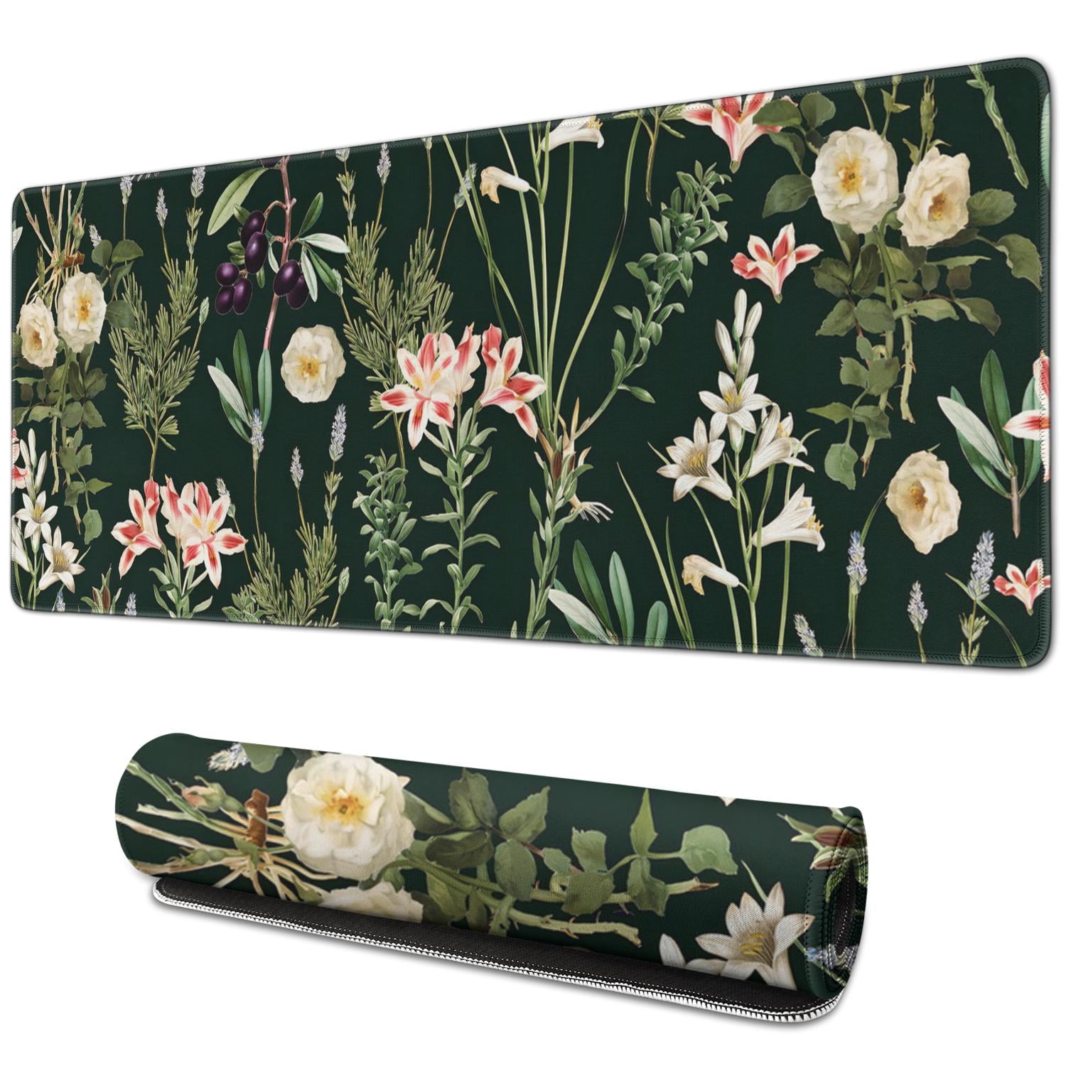Big Desk Pad with Stunning Weeds Design: XXL Gaming Mouse Pad, Durable ...