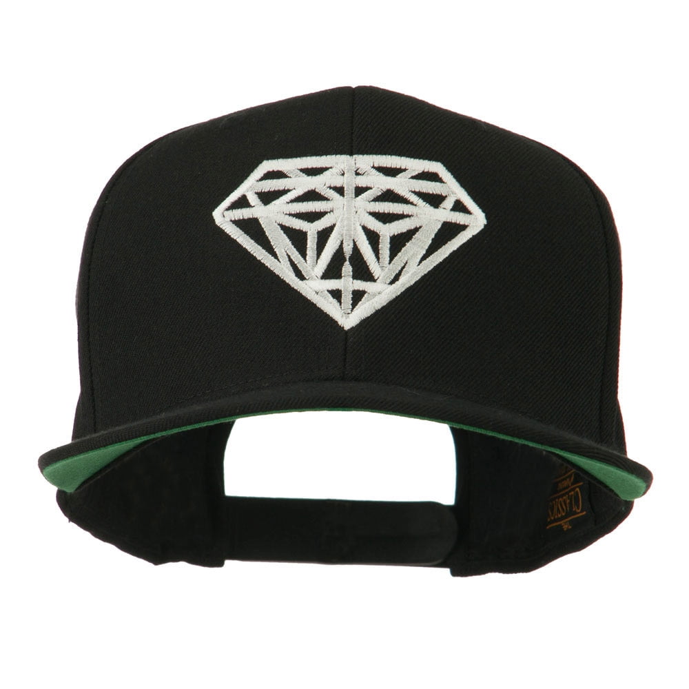 Big Diamond Embroidered Flat Bill Cap - Black OSFM - Walmart.com