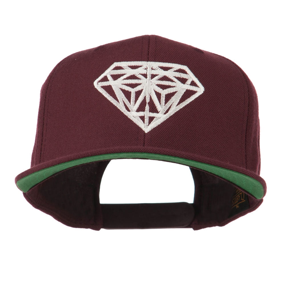 Big Diamond Embroidered Flat Bill Cap - Maroon OSFM - Walmart.com