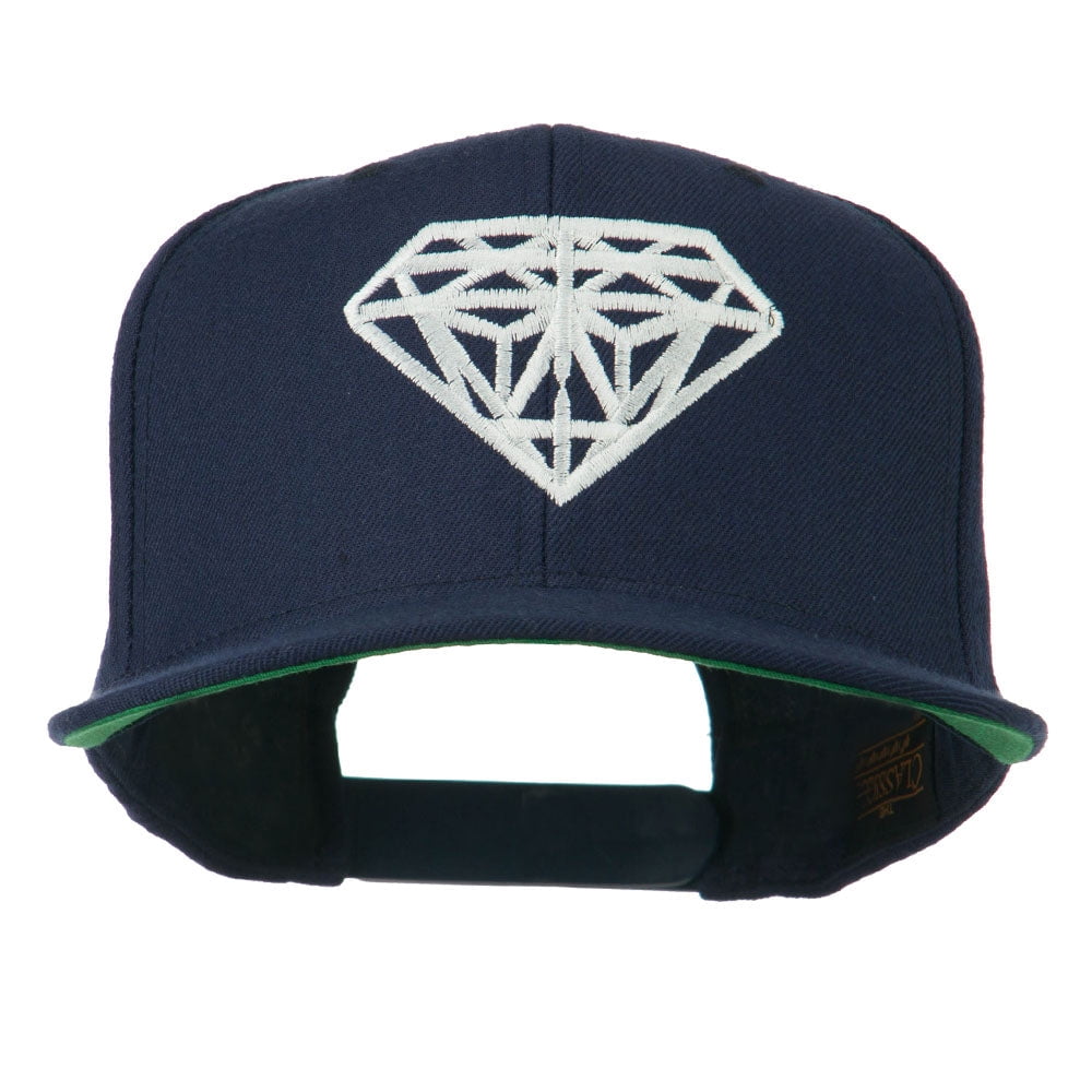 Big Diamond Embroidered Flat Bill Cap - Navy OSFM - Walmart.com