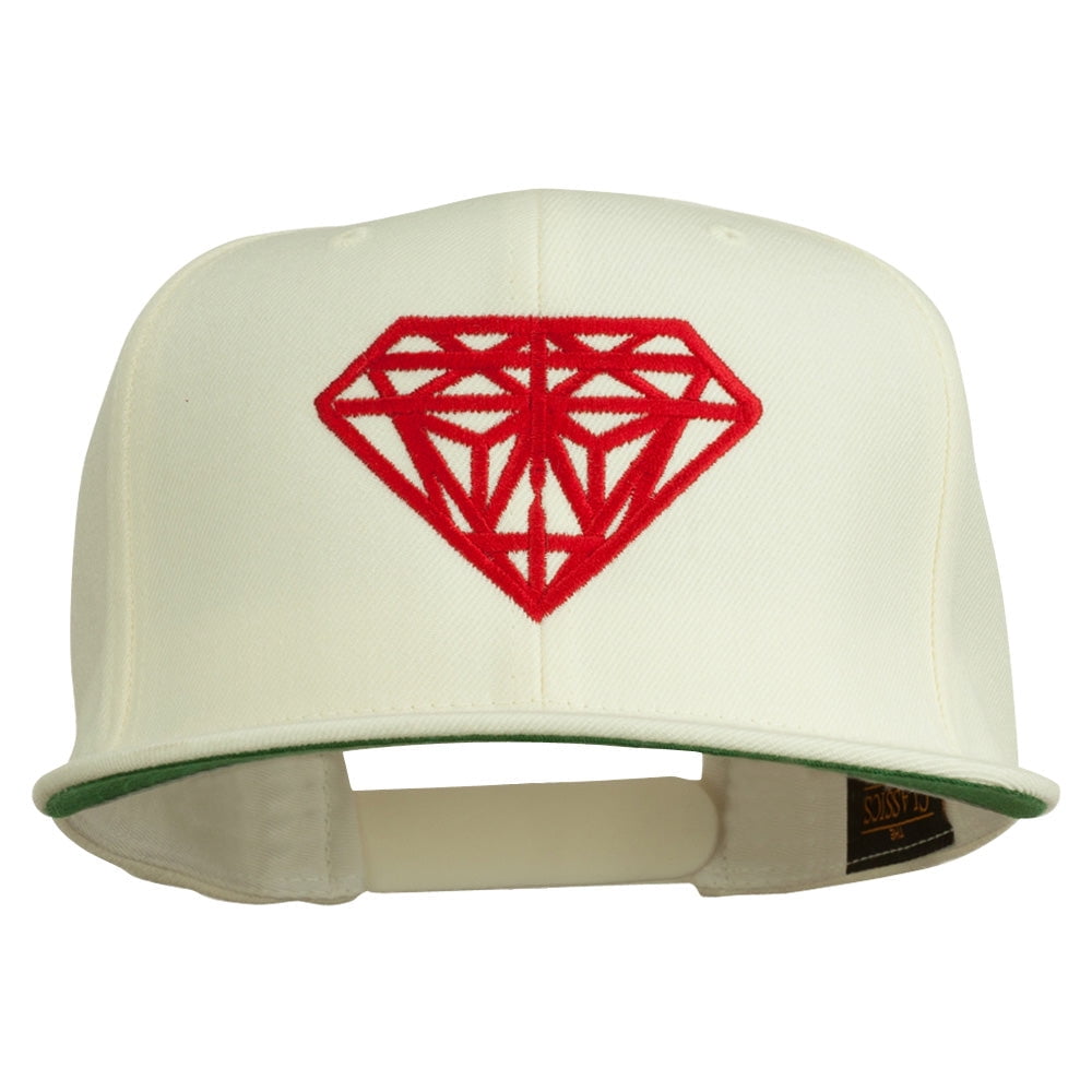 Big Diamond Outline Embroidered Flat Bill White Cap - Red OSFM ...