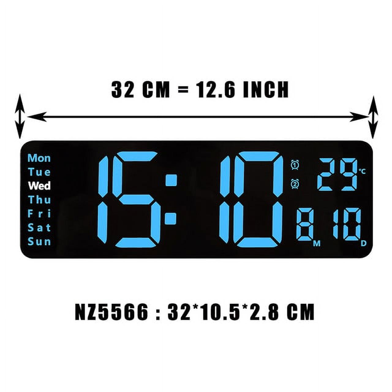 Big Digital LED Wall Alarm Clock with Calendar and Temperature Display ...