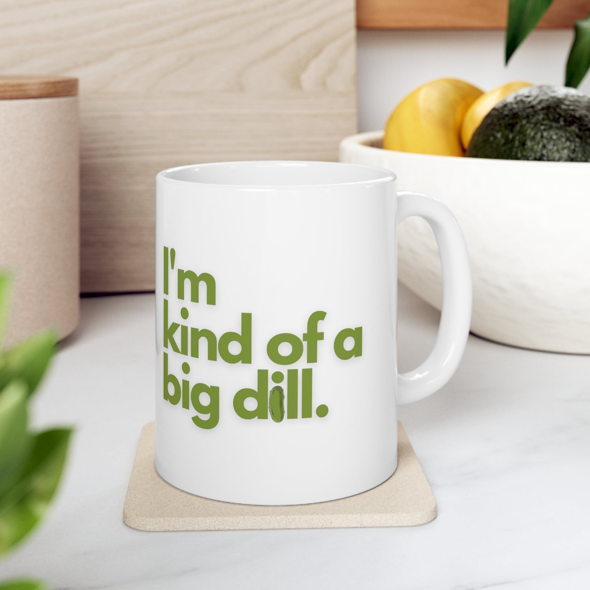 Big Dill Ceramic Mug, Funny Pickle Coffee Cup with Handle, 11oz, White ...