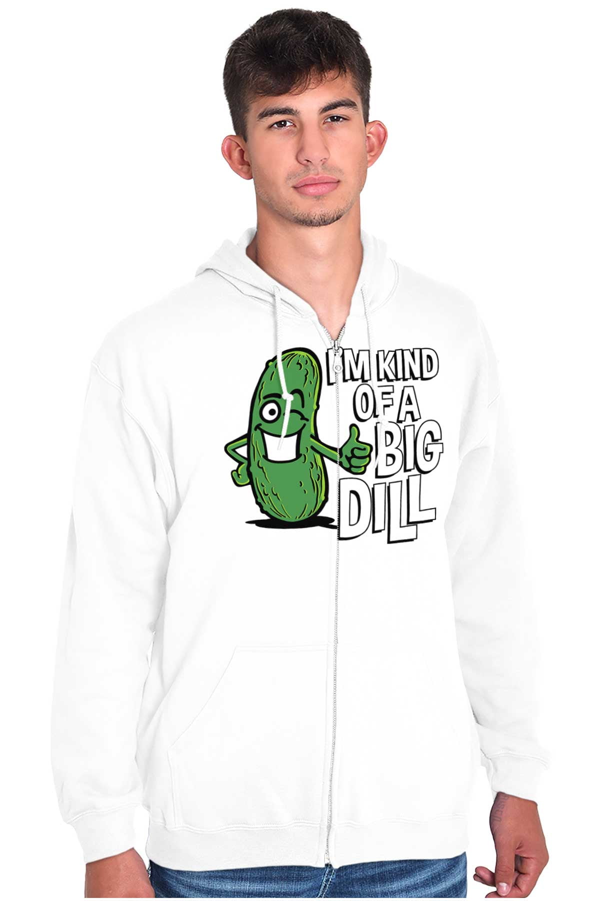 Big Dill Pickle Confidence Humor Unisex Fleece Graphic Zip Up Hoodie ...