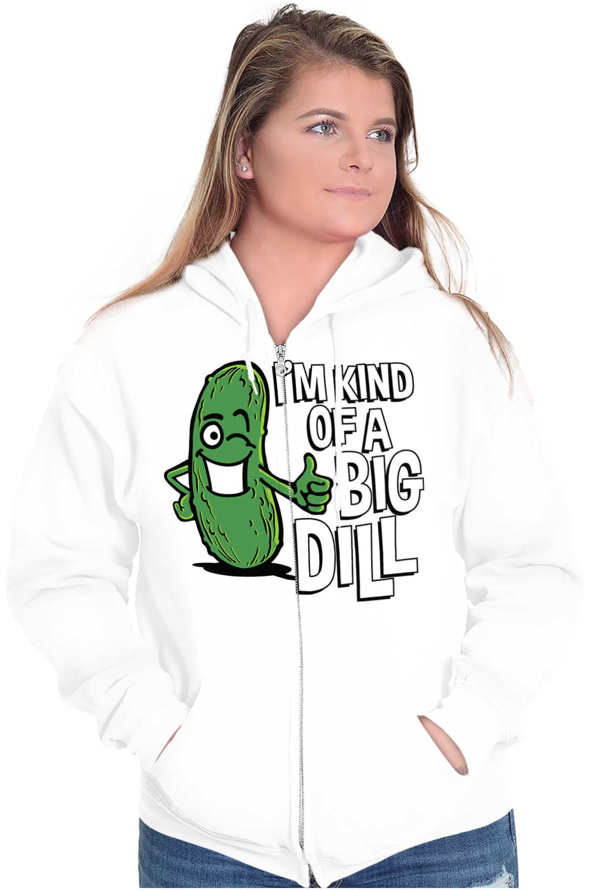 Big Dill Pickle Confidence Humor Zip Up Hoodie Men's Women's Brisco ...