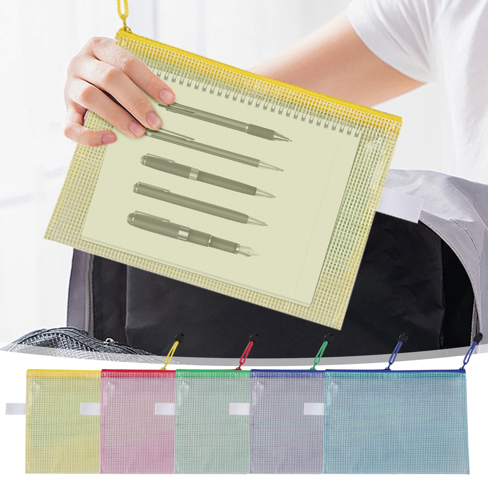 Big Discount, A4 Mesh Zipper File Bag, Transparent Stationery Pen Bag ...