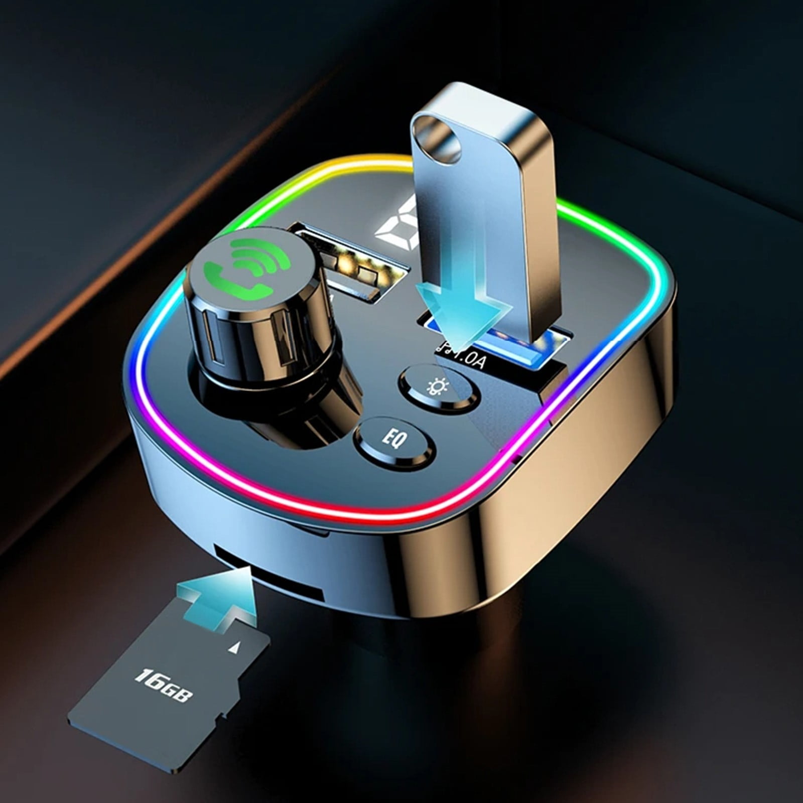 Big Discount, Bluetooth 5.0 Handsfree, Wireless, Car Kit, with QC3.0 ...