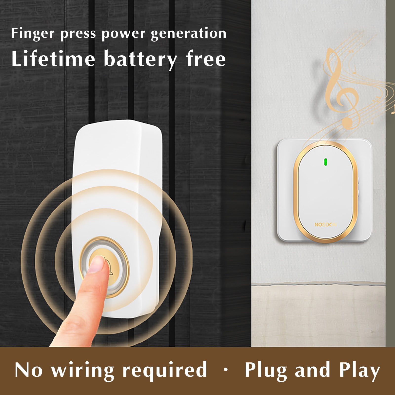 Big Discount, Doorbell Wireless Self Generating, Long-Range One-Touch ...