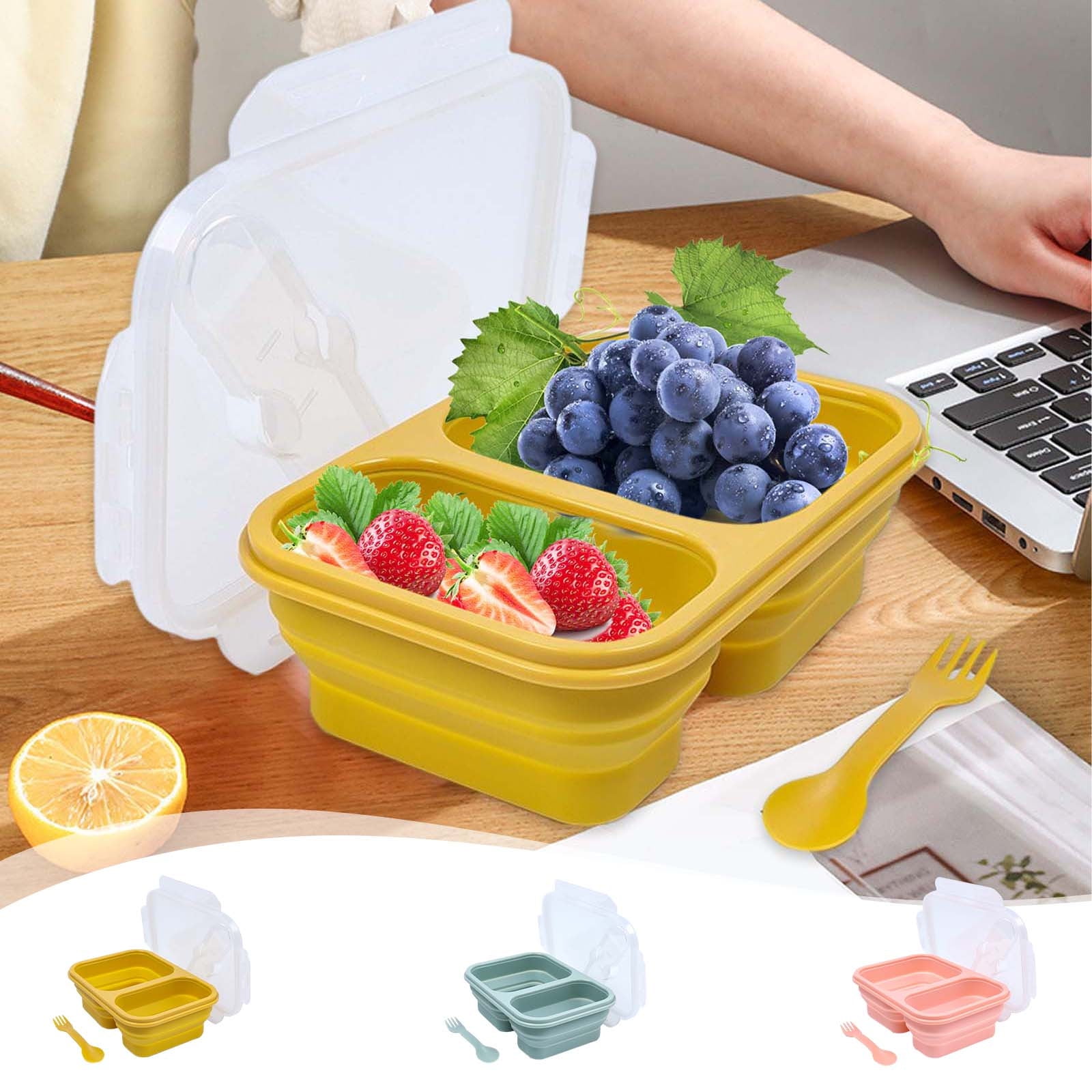 Big Discount, Silicone Folding Lunch Box Set Outdoor Camping Food Grade ...