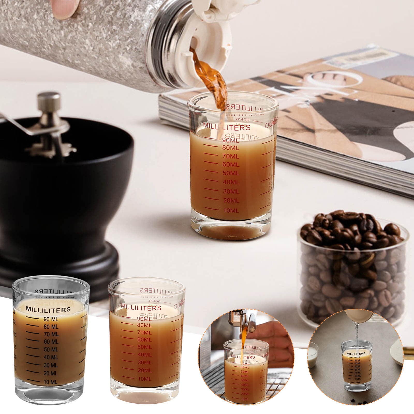 Big Discount, Thickened Glass Measuring Cup, Double Scale, Round Cup ...