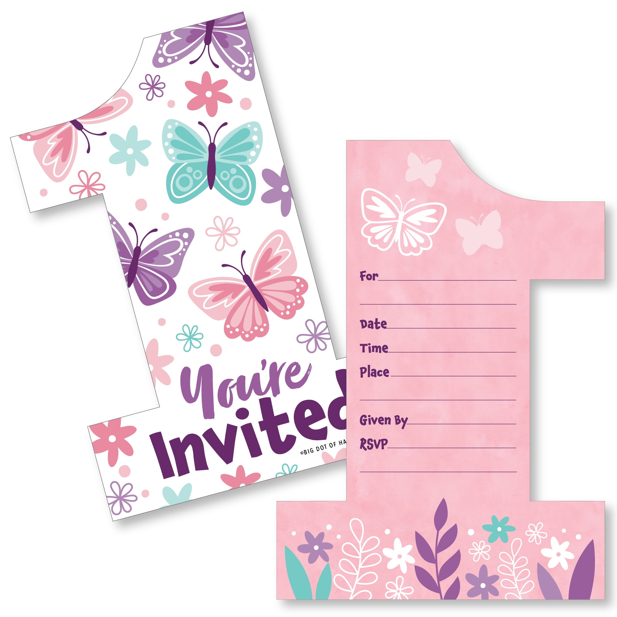 Big Dot of Happiness 1st Birthday Beautiful Butterfly - Shaped Fill-In ...