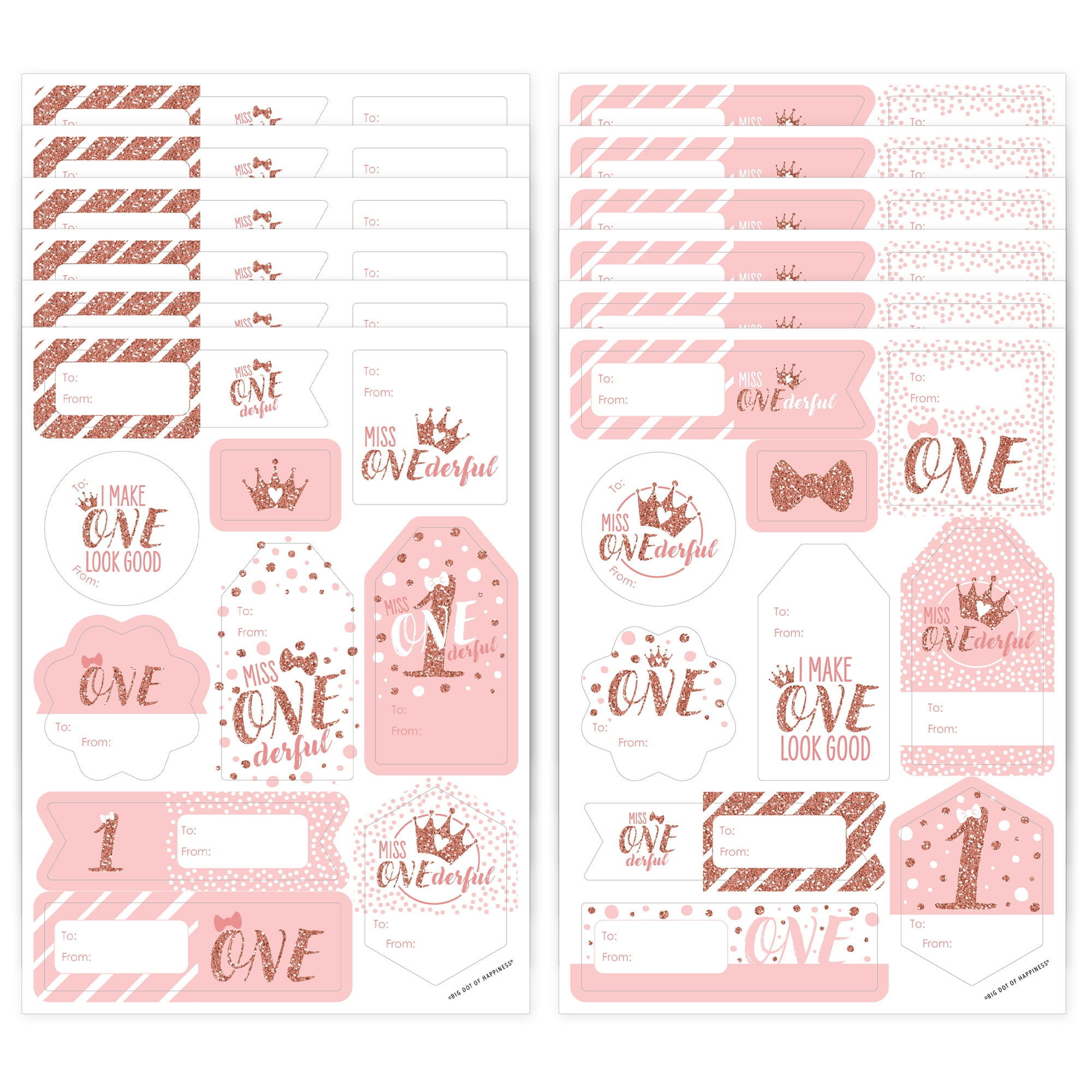 Big Dot of Happiness 1st Birthday Little Miss Onederful Assorted Girl ...