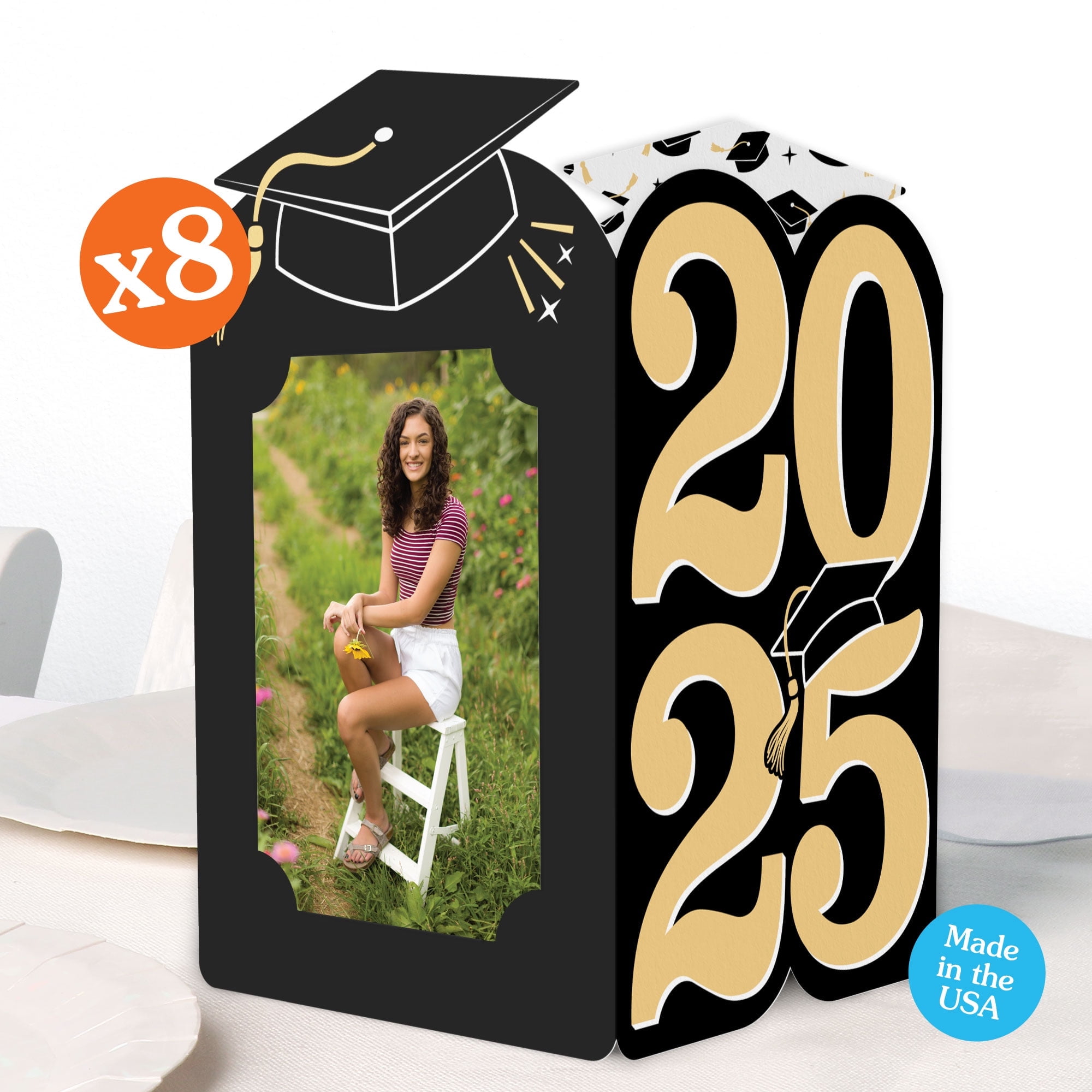 Big Dot of Happiness Black & Gold 2025 Graduation Photo Holder ...