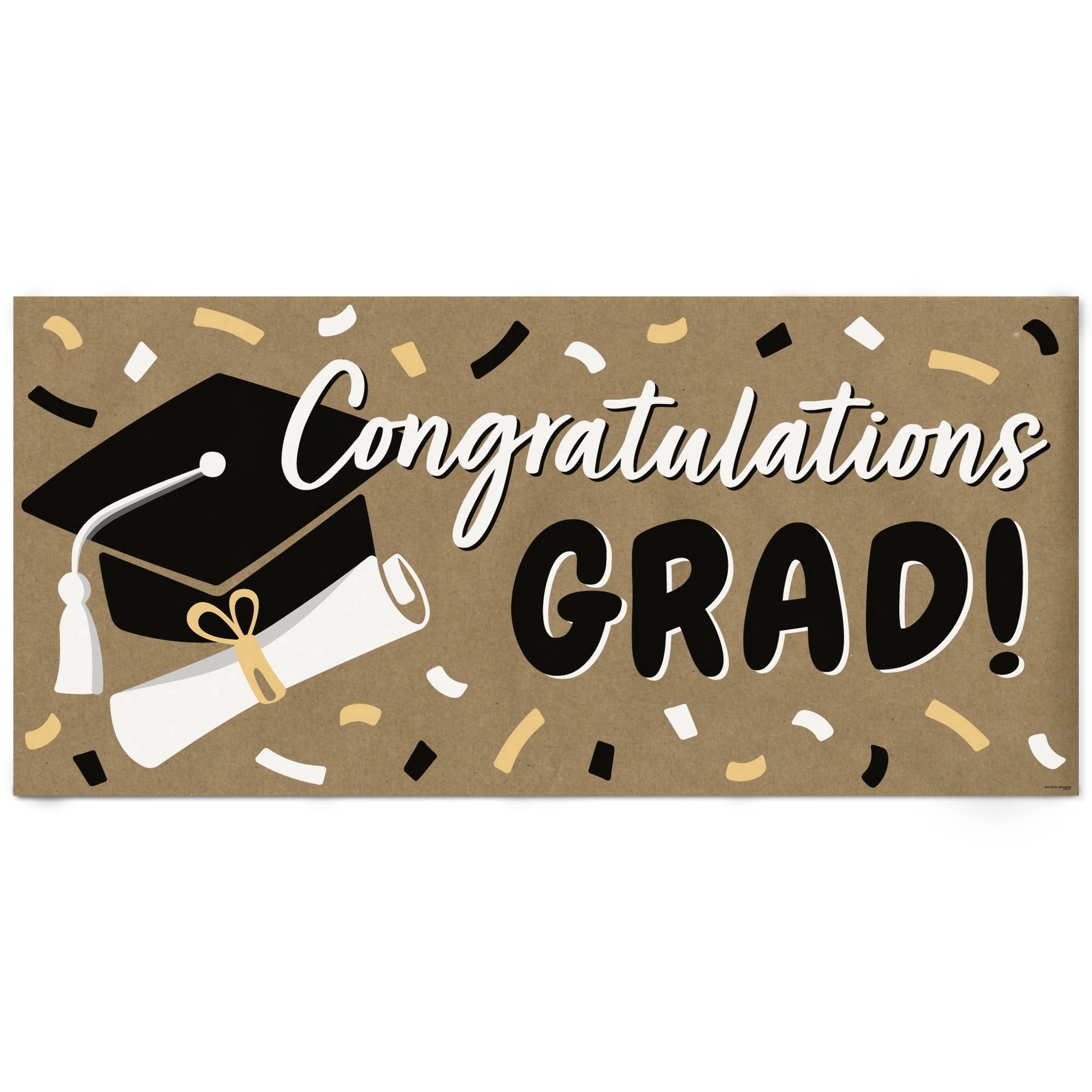 Big Dot of Happiness Black & White Graduation Kraft Paper Banner ...