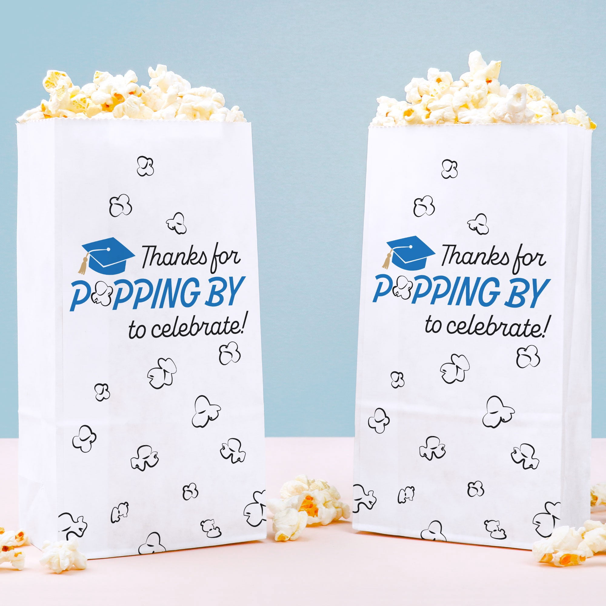 Big Dot of Happiness Blue Grad Thanks for Popping by Popcorn Bags ...