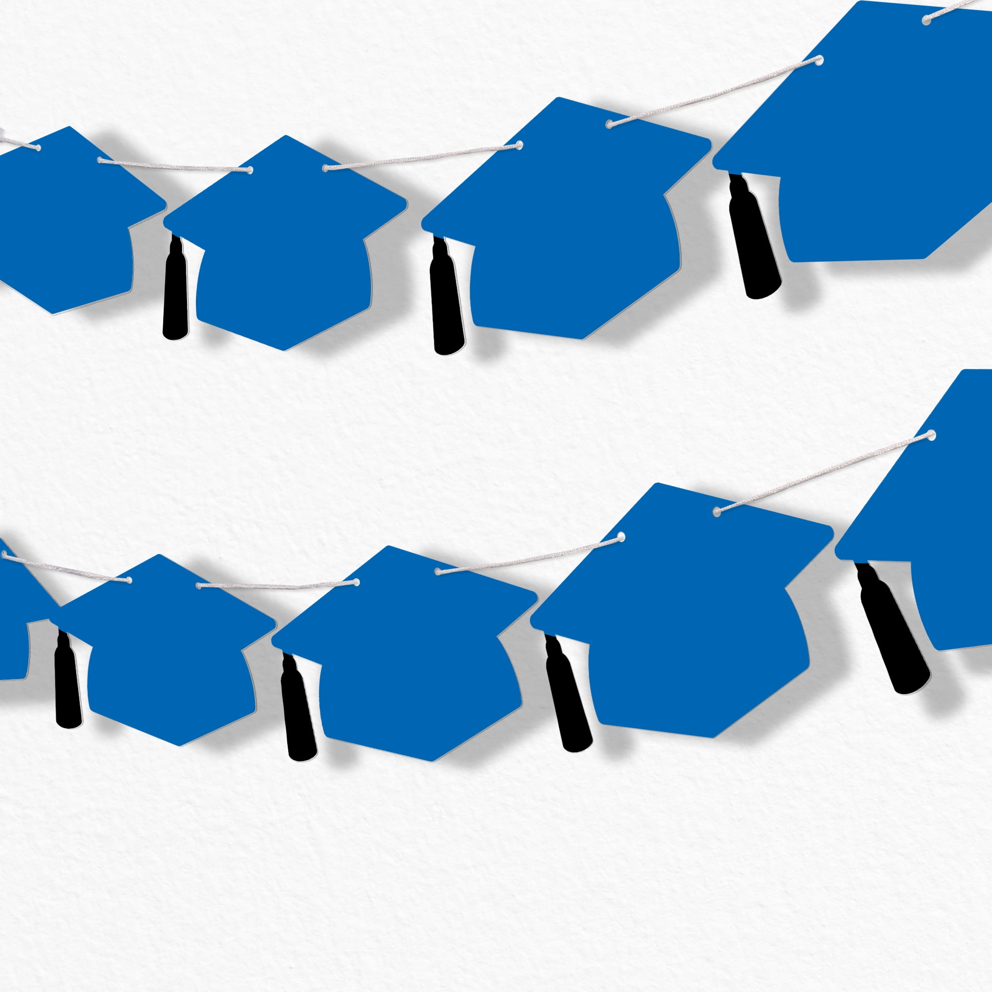 Big Dot of Happiness Blue Graduation Cap Garland Banner, High School ...