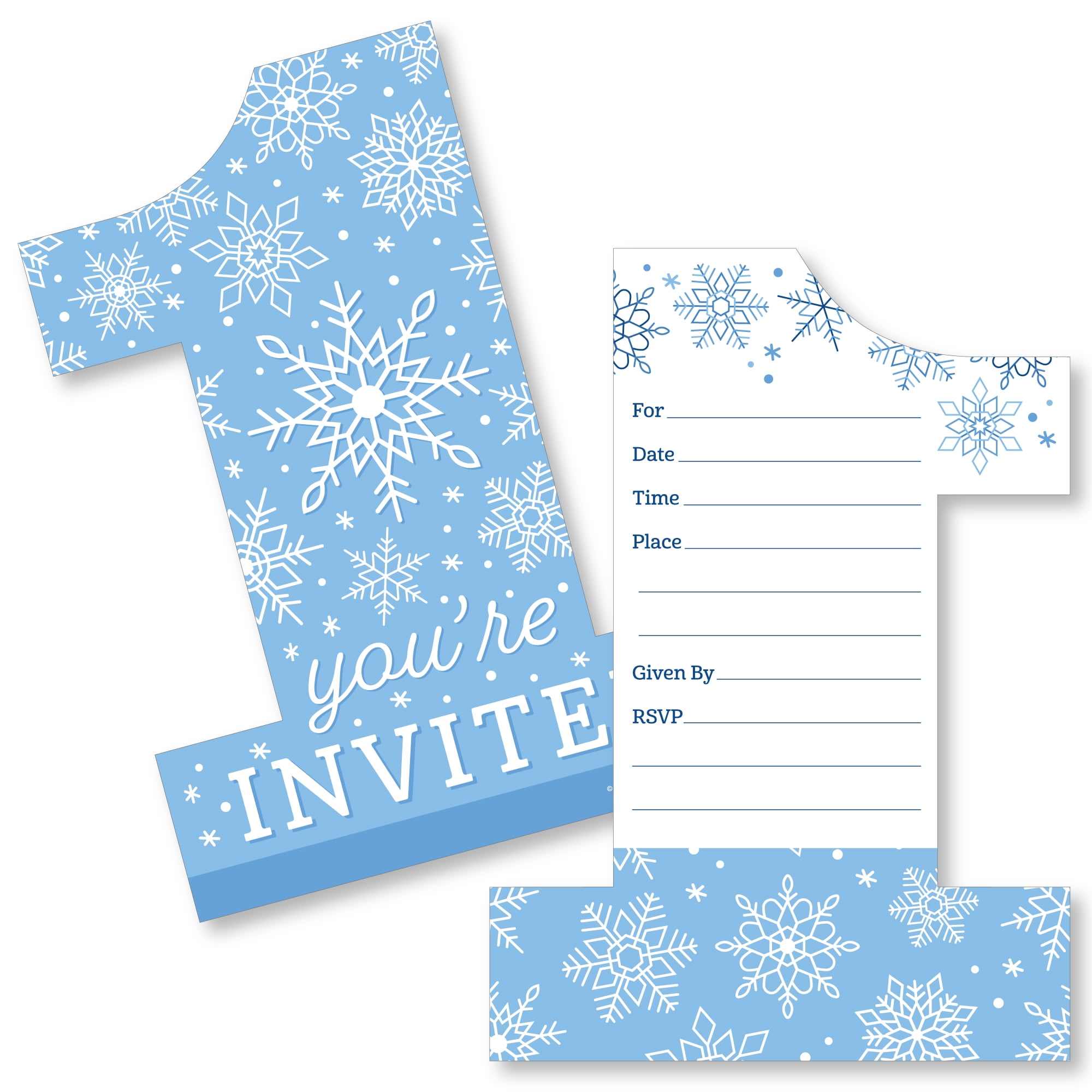 Big Dot of Happiness Blue Snowflakes 1st Birthday - Shaped Fill-In ...