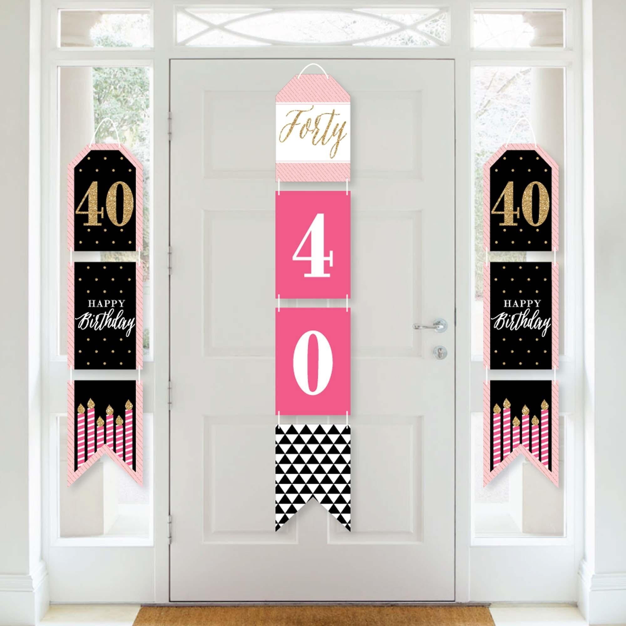Big Dot of Happiness Chic 40th Birthday - Pink, Black & Gold - Hanging ...