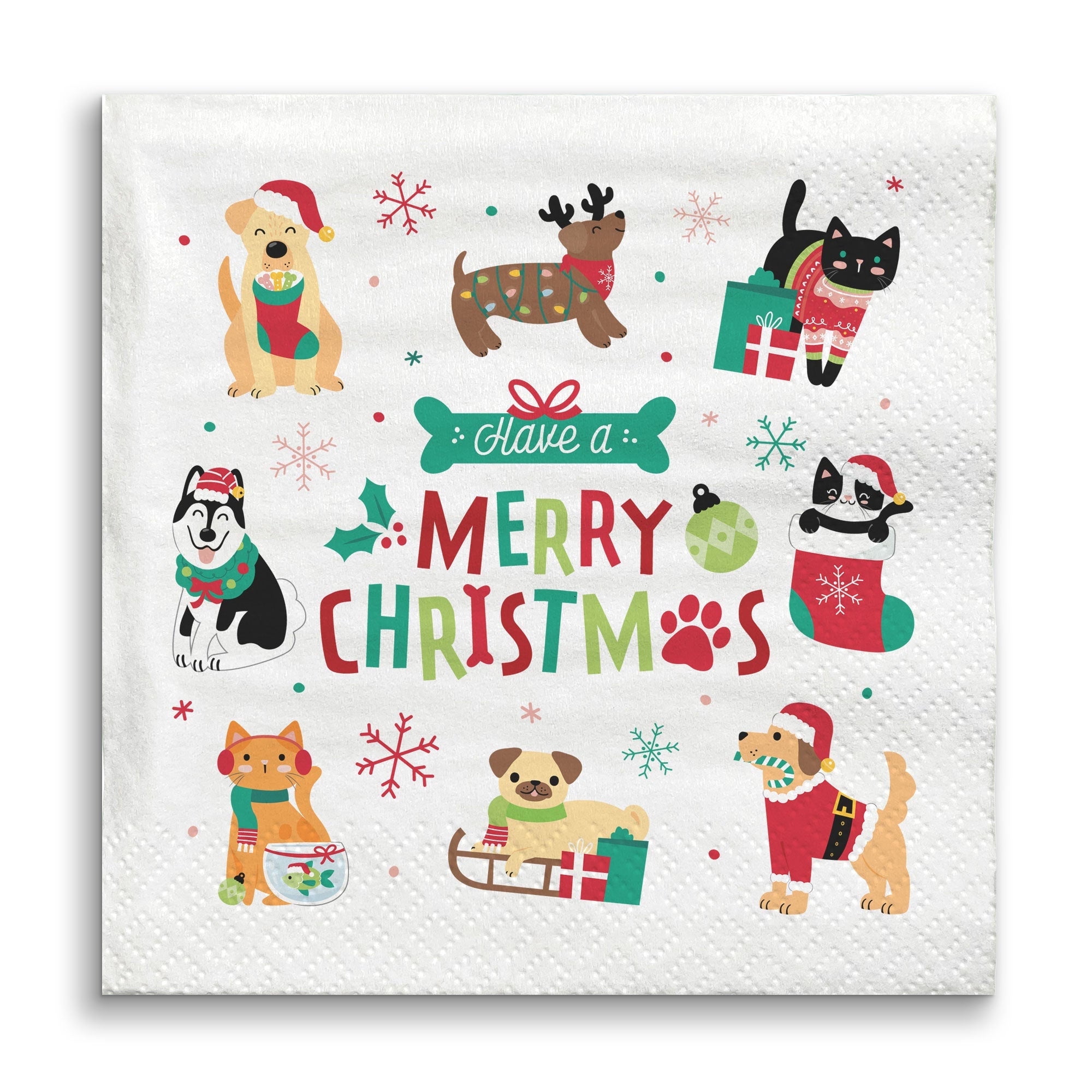 Big Dot of Happiness Christmas Pets Party Napkins, Cats and Dogs ...
