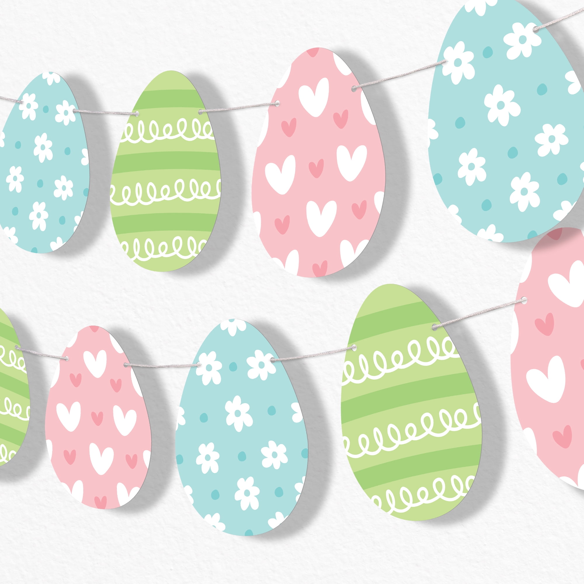 Big Dot of Happiness Easter Egg Garland Banner, Colorful Spring Hanging ...