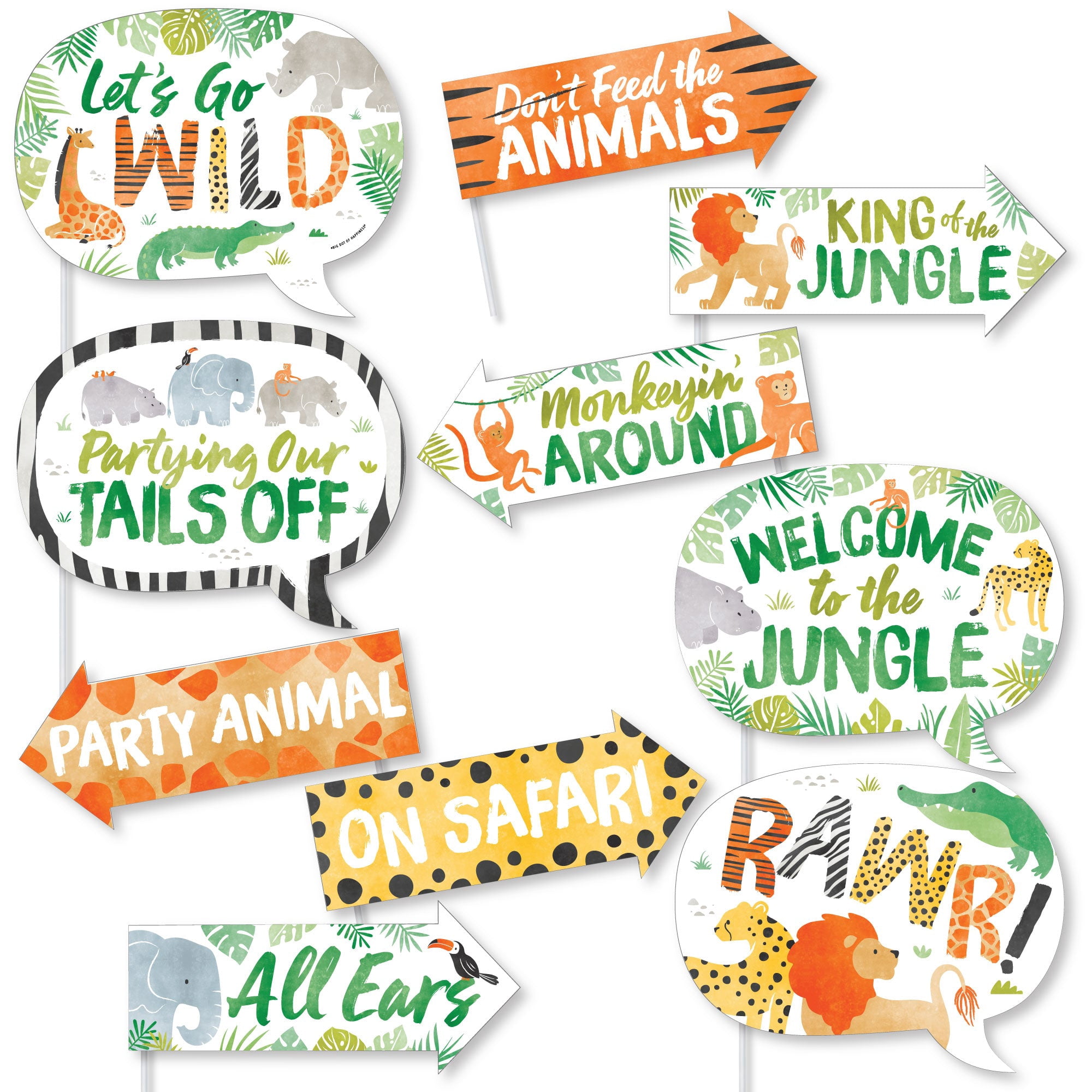 Big Dot of Happiness Funny Safari Animals Photo Booth Props Kit, Jungle ...