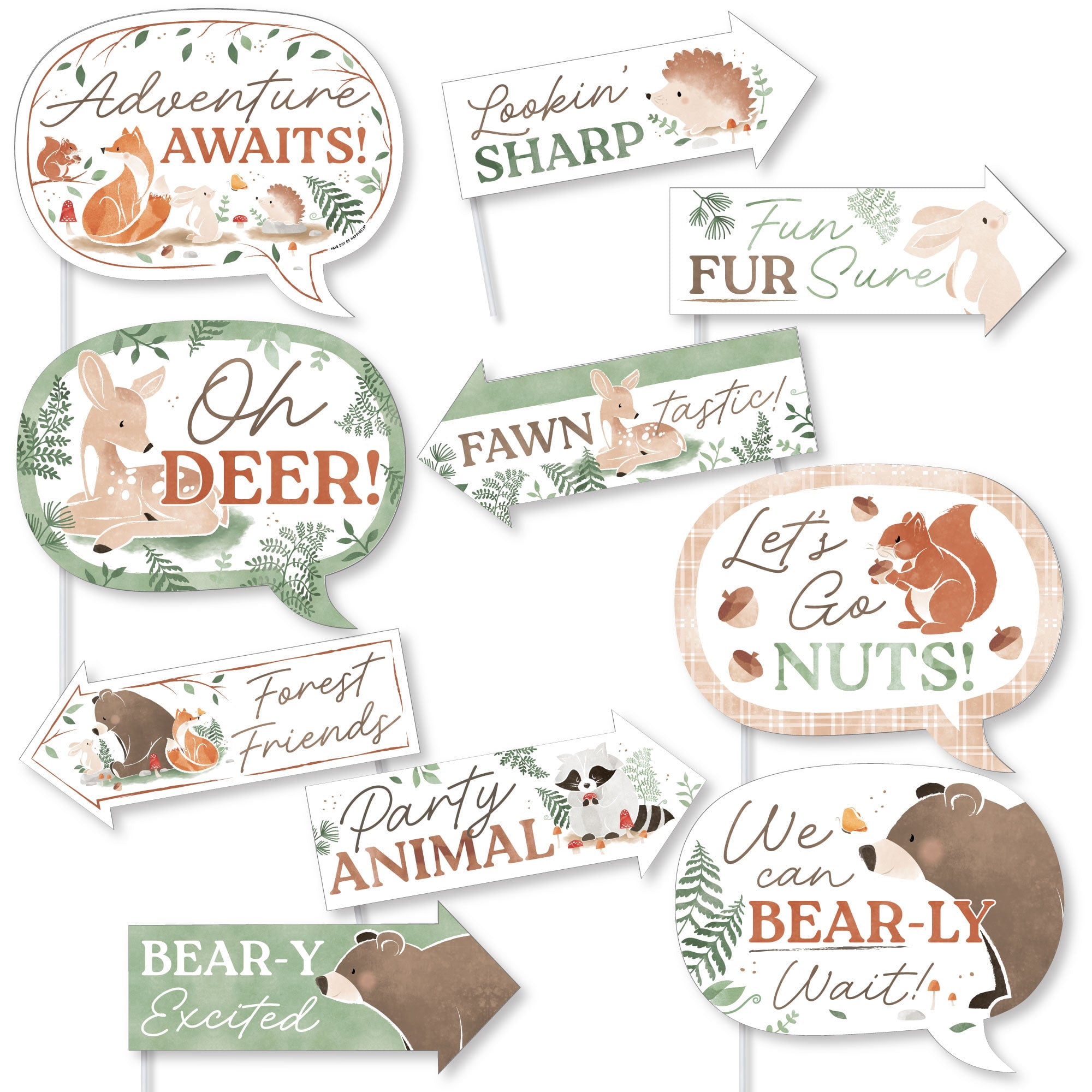 Big Dot of Happiness Funny Woodland Animals Photo Booth Props Kit ...