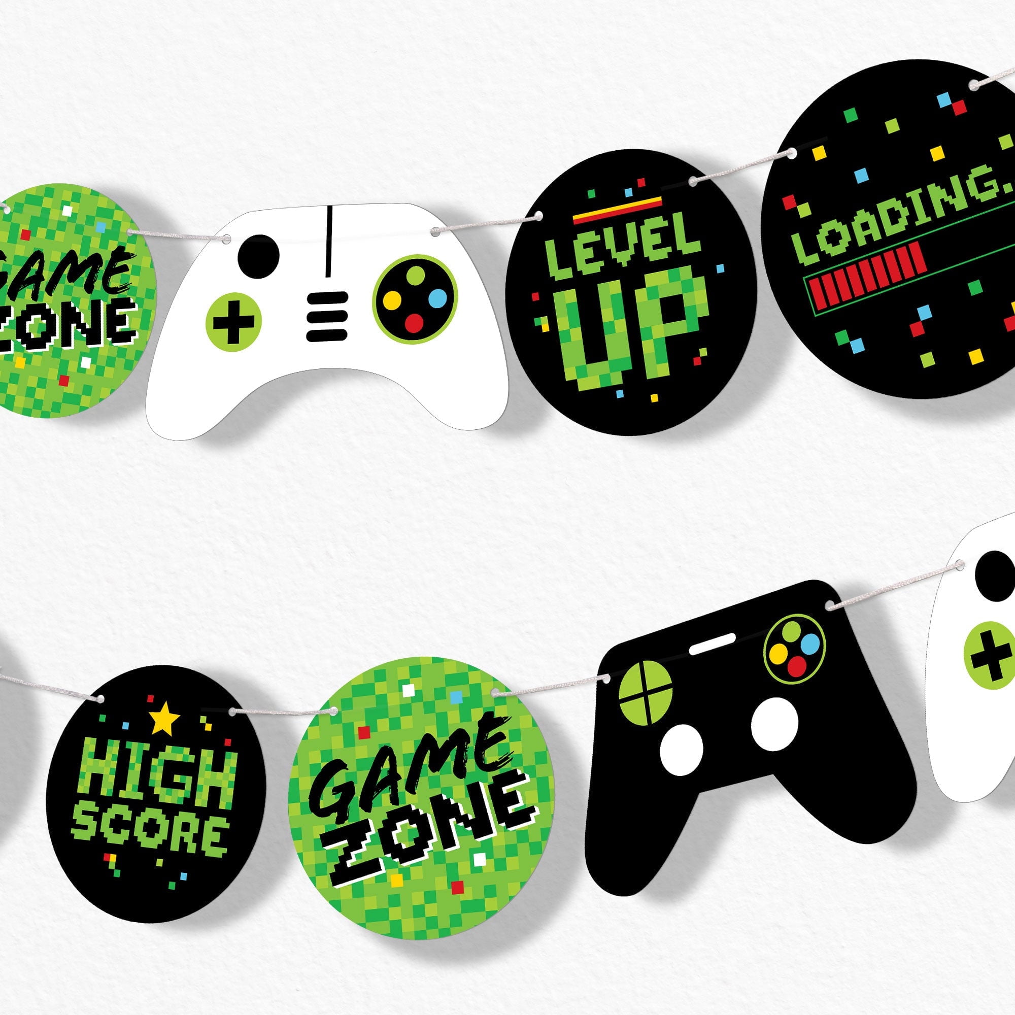 Big Dot of Happiness Game Zone Garland Banner Pixel Video Game Party or ...