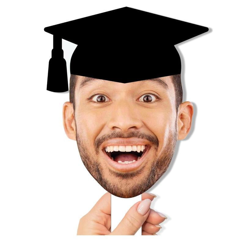 Big Dot of Happiness Grad Cap Fun Face Cutout Paddle - Custom Face on ...