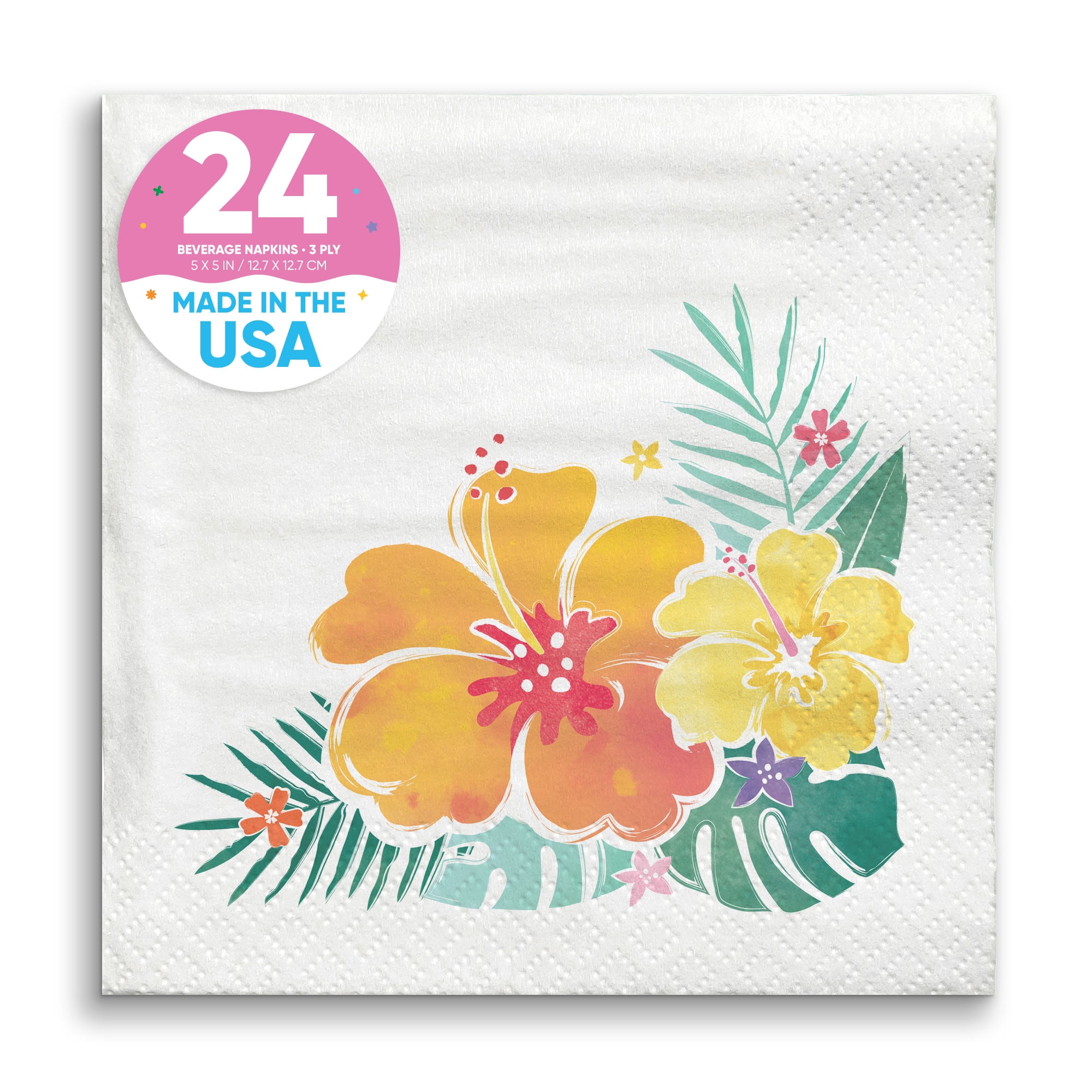 Big Dot of Happiness Hawaiian Luau Napkins, Tropical Party Decor, White ...