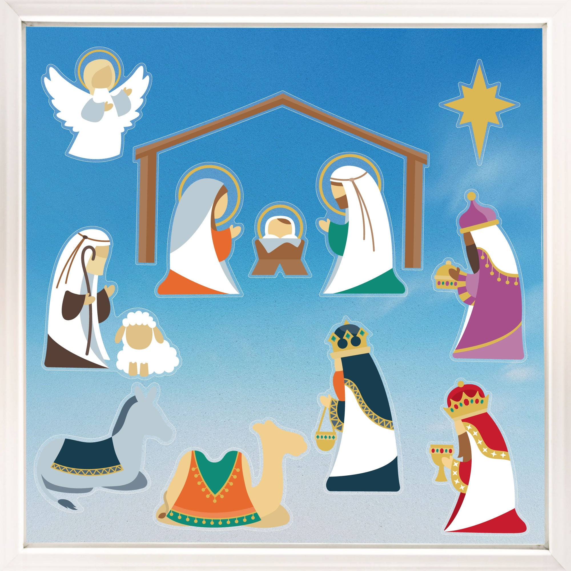 Big Dot of Happiness Holy Nativity Window Clings, Reusable Christian ...