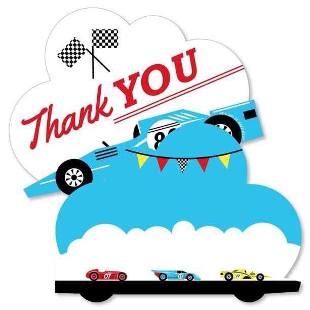 Big Dot of Happiness Let's Go Racing - Racecar - Shaped Thank You Cards ...