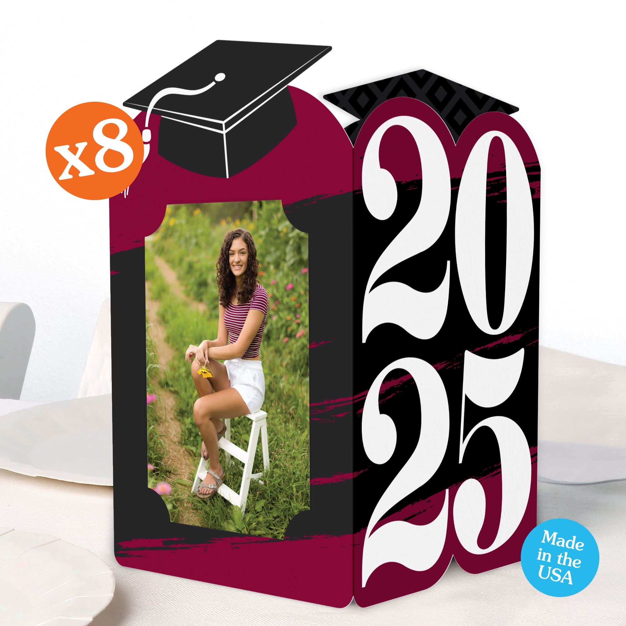 Big Dot of Happiness Maroon 2025 Graduation Photo Holder Centerpieces ...