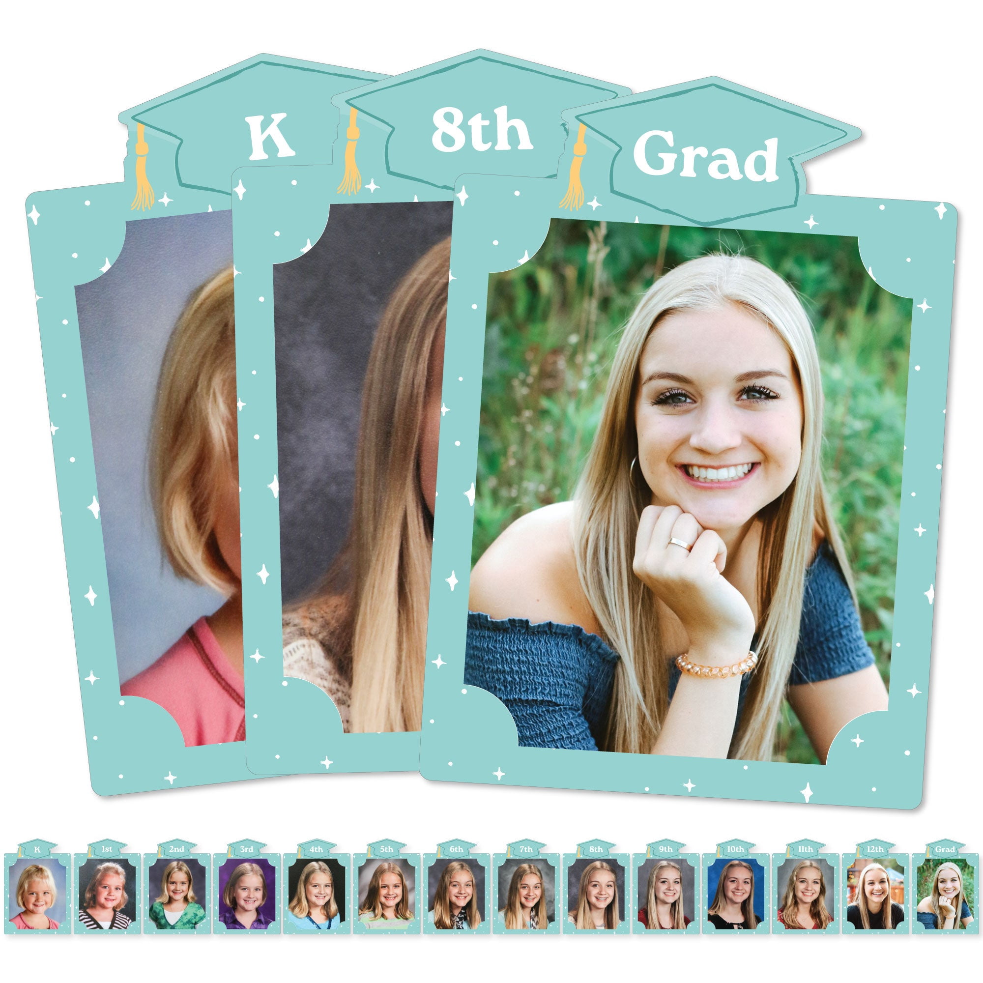 Big Dot of Happiness Mint Green Grad K-12 School Photo Display Frame ...