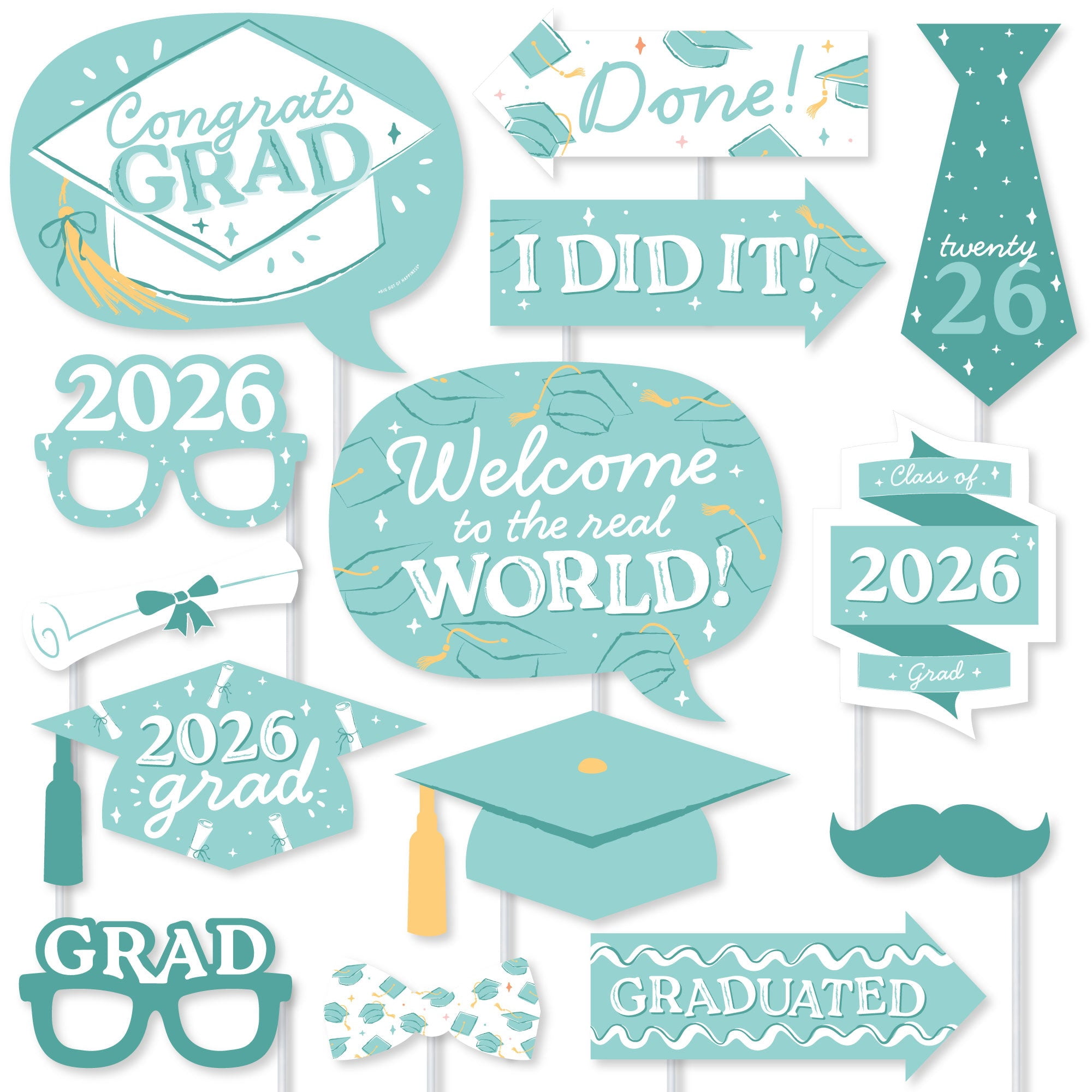 Big Dot of Happiness Mint Green Graduation Props for Photoshoot 2026 ...
