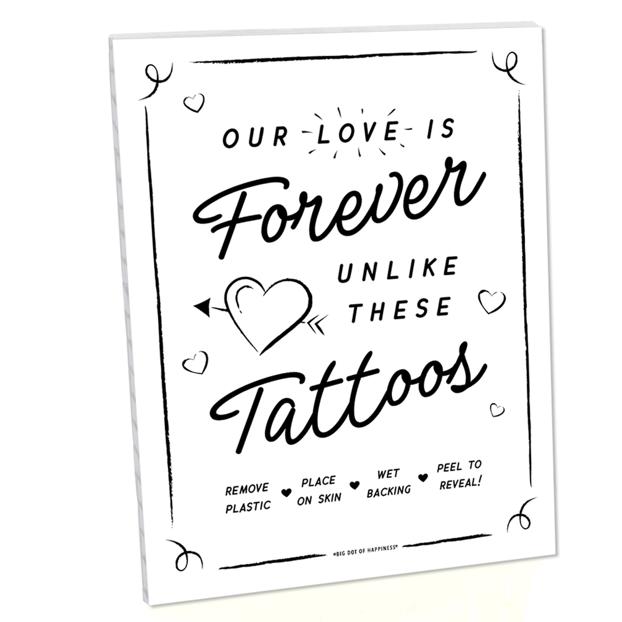 Big Dot of Happiness Our Love is Forever Unlike These Tattoos Sign ...