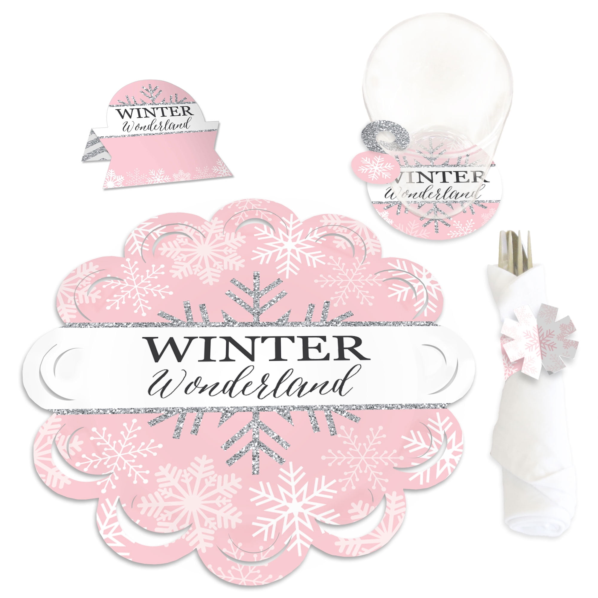 Big Dot of Happiness Pink Winter Wonderland Holiday Snowflake Birthday ...