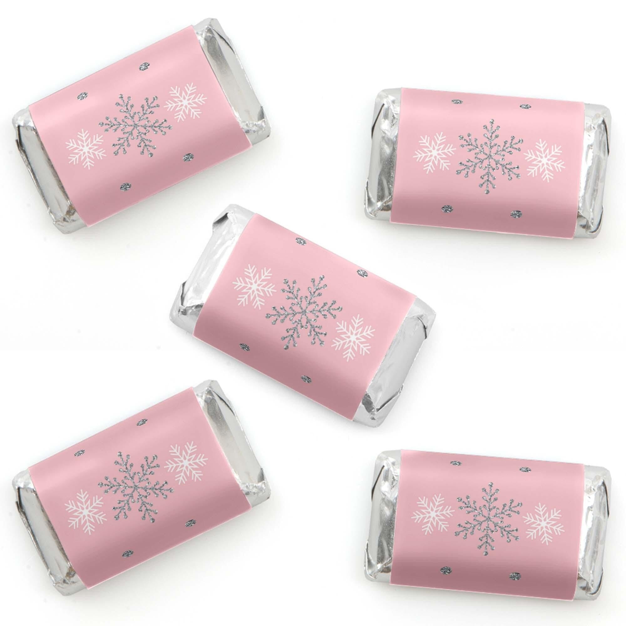 Big Dot of Happiness Pink Winter Wonderland - Mini Candy Bar Wrapper ...