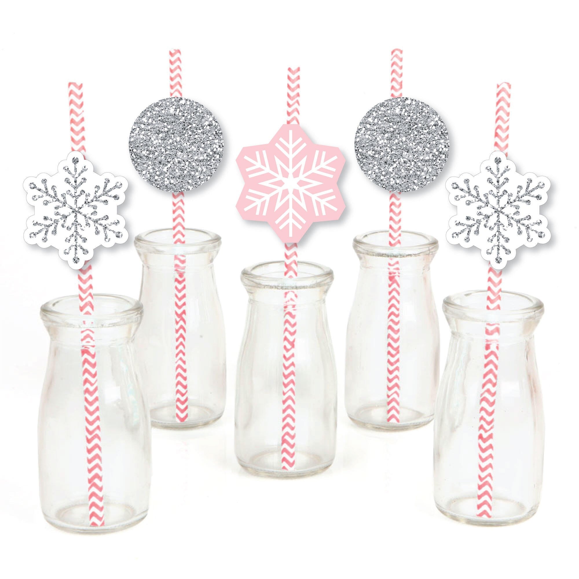 Big Dot of Happiness Pink Winter Wonderland - Paper Straw Decor ...