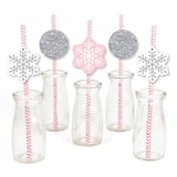 Big Dot of Happiness Pink Winter Wonderland - Paper Straw Decor ...