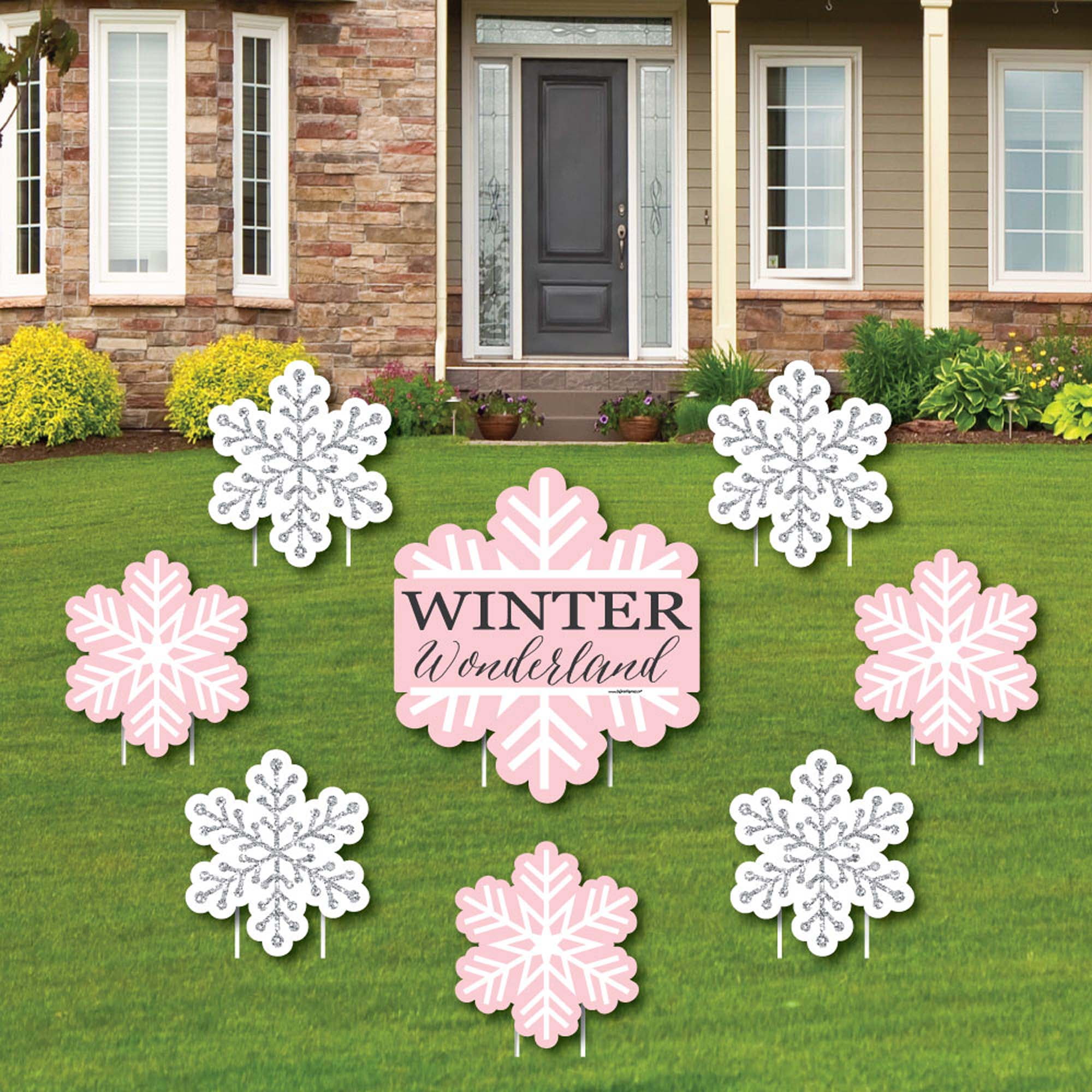 Big Dot of Happiness Pink Winter Wonderland - Yard Sign and Outdoor ...