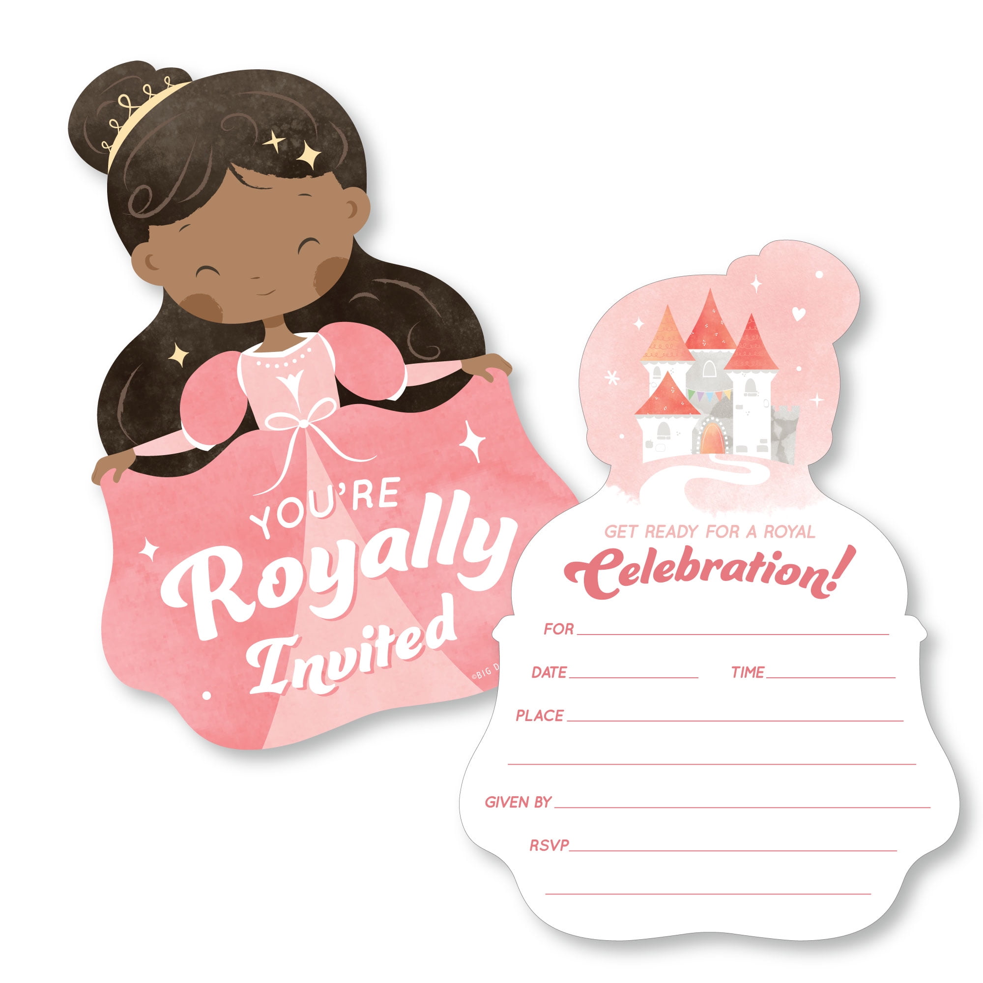 Big Dot of Happiness Princess Birthday Invitations, You're Invited Pink ...