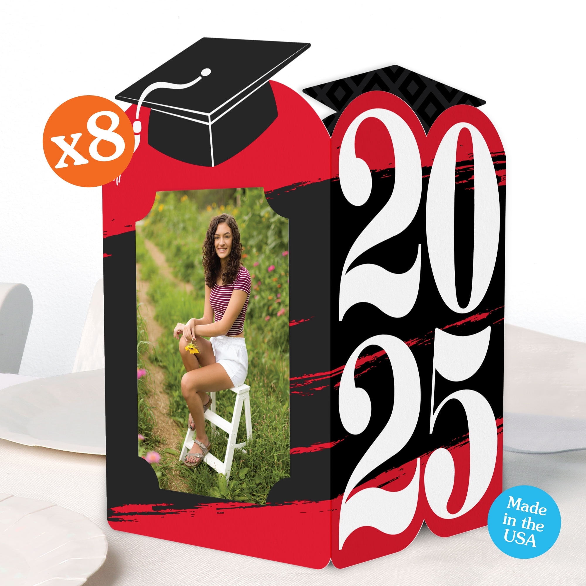 Big Dot of Happiness Red 2025 Graduation Photo Holder Centerpieces, 4x6 ...