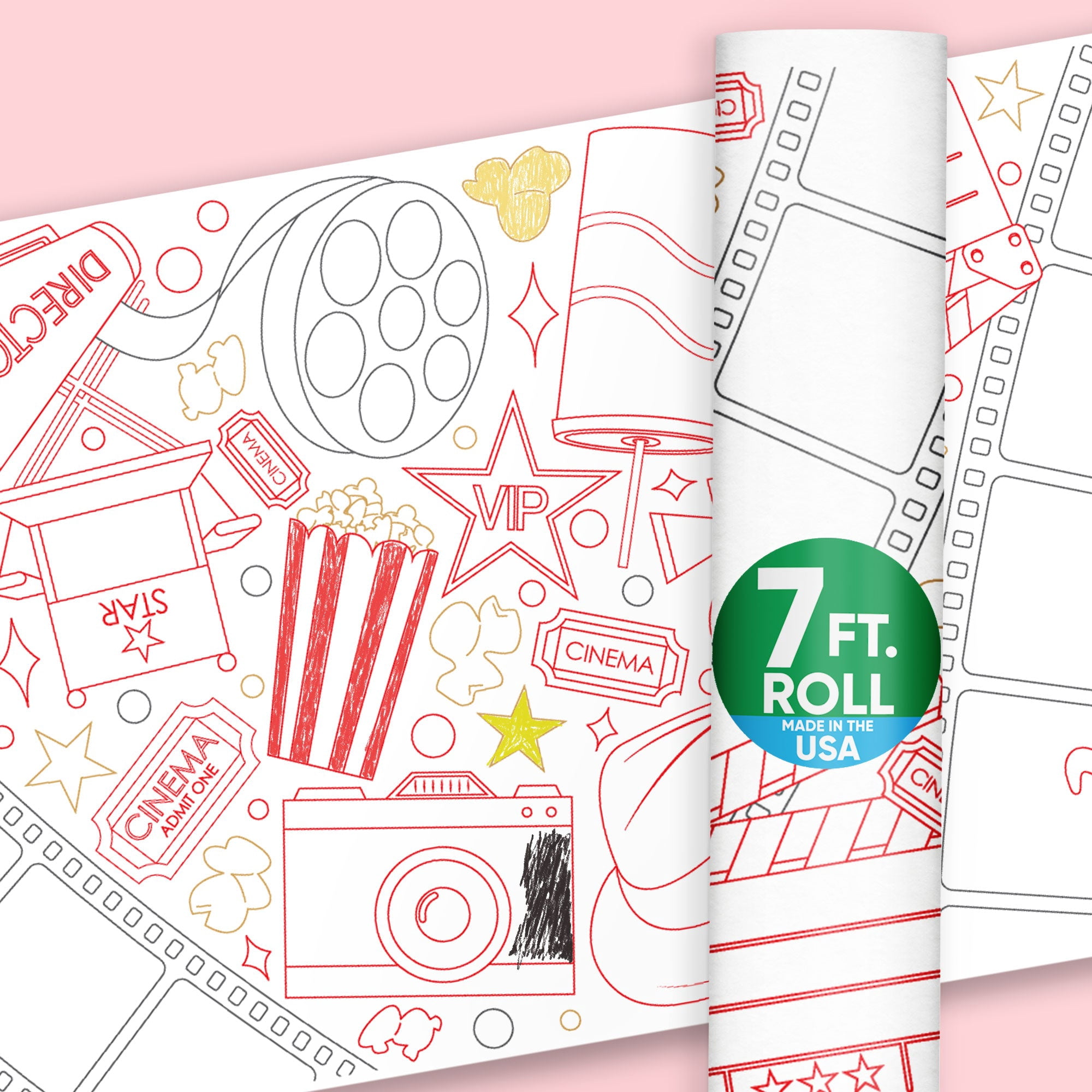 Big Dot of Happiness Red Carpet Movie Coloring Table Runner, 7ft Long ...