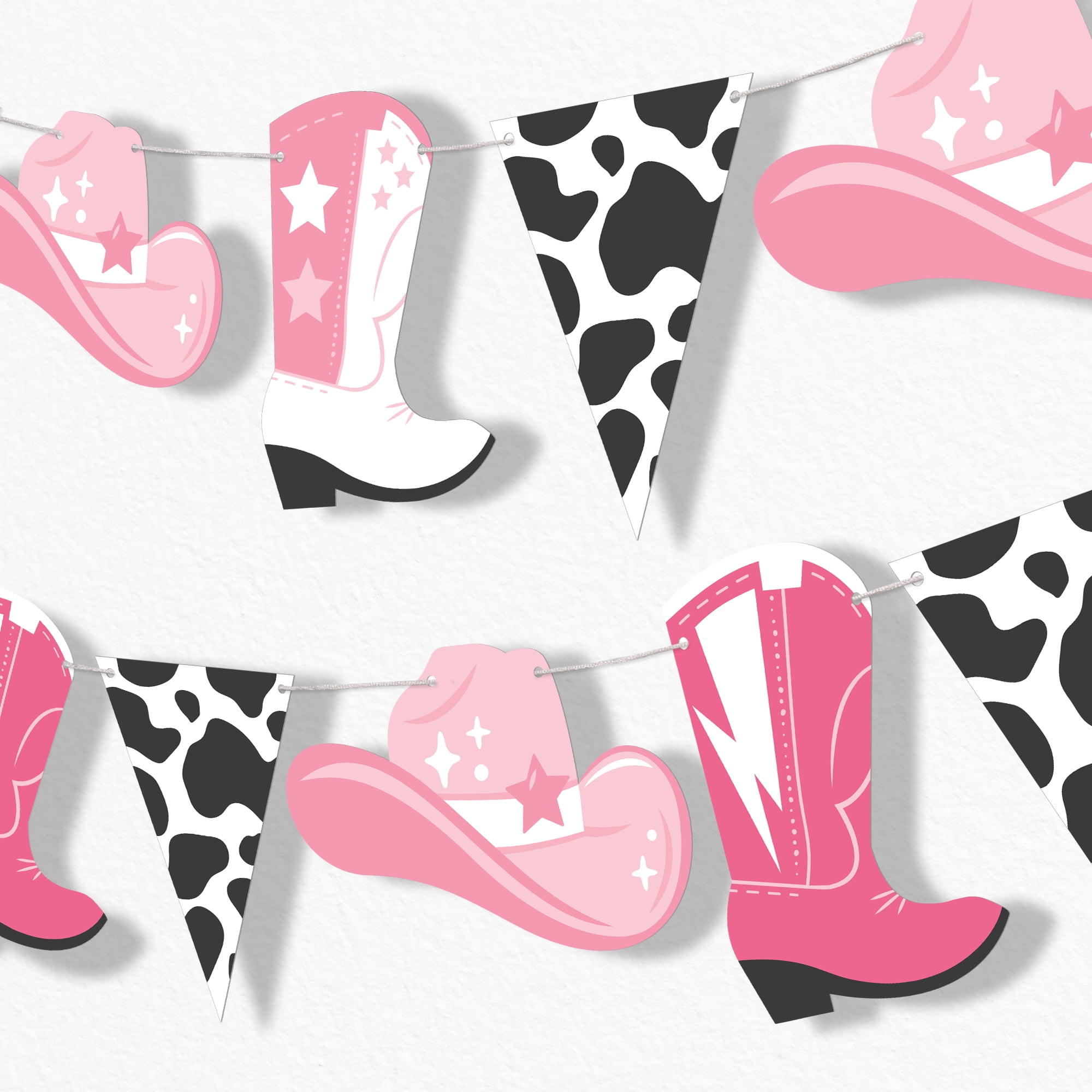 Big Dot of Happiness Rodeo Cowgirl Garland Banner, Pink Western Party ...